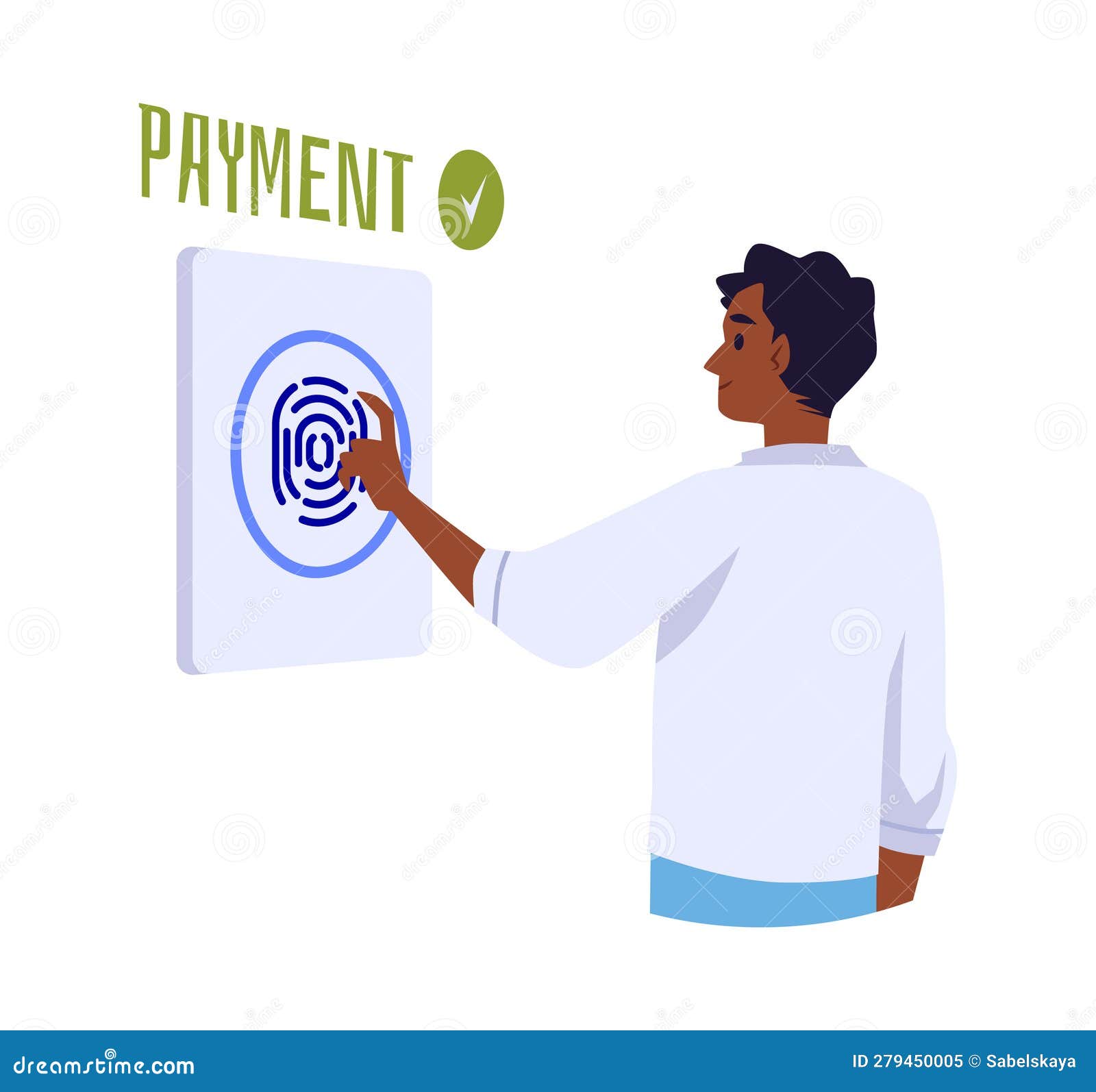 Payment with Fingerprint Biometrics Flat Style, Vector Illustration ...