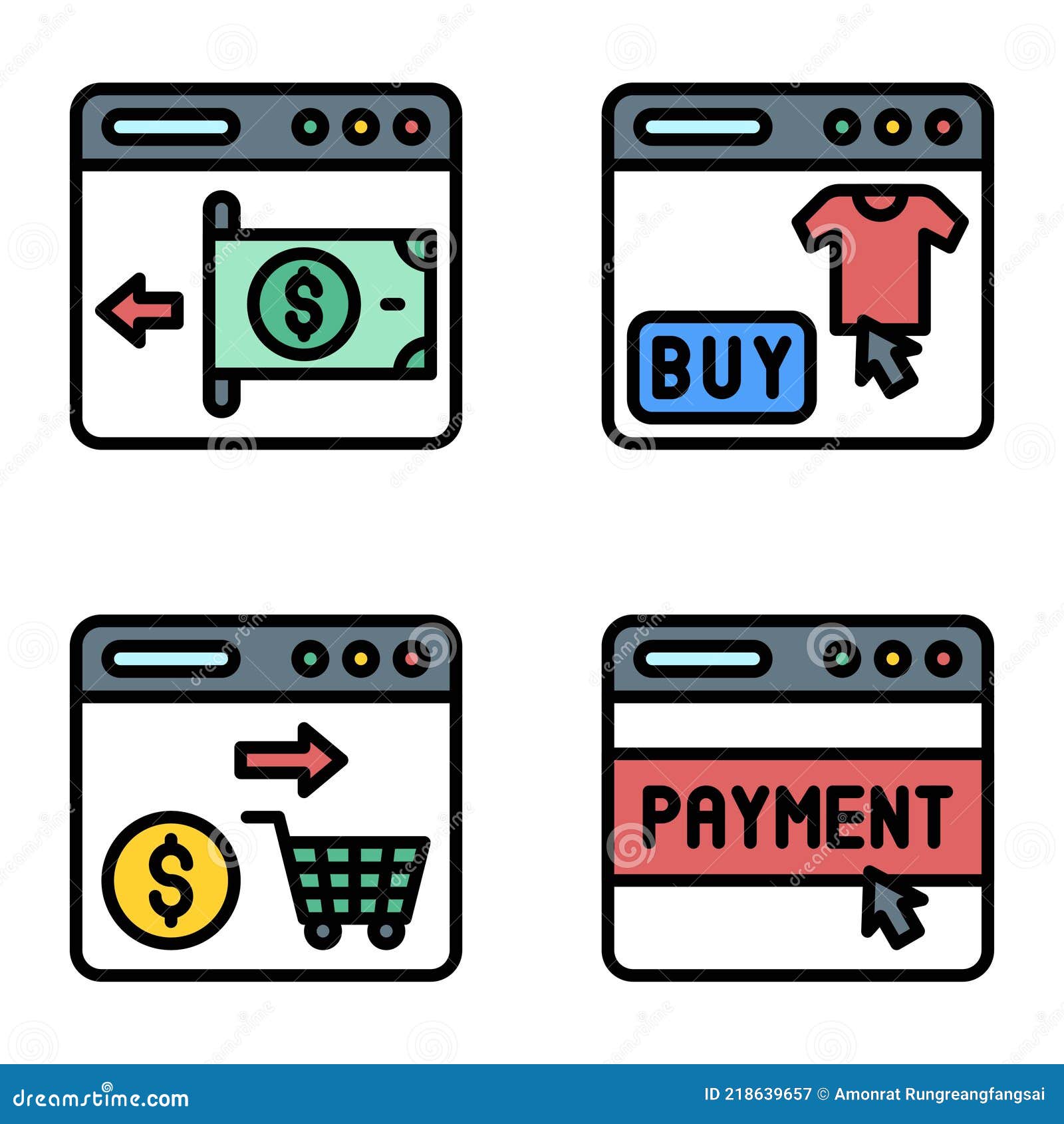 Payment Gateway Icon Set Payment Related Vector Stock Vector ...