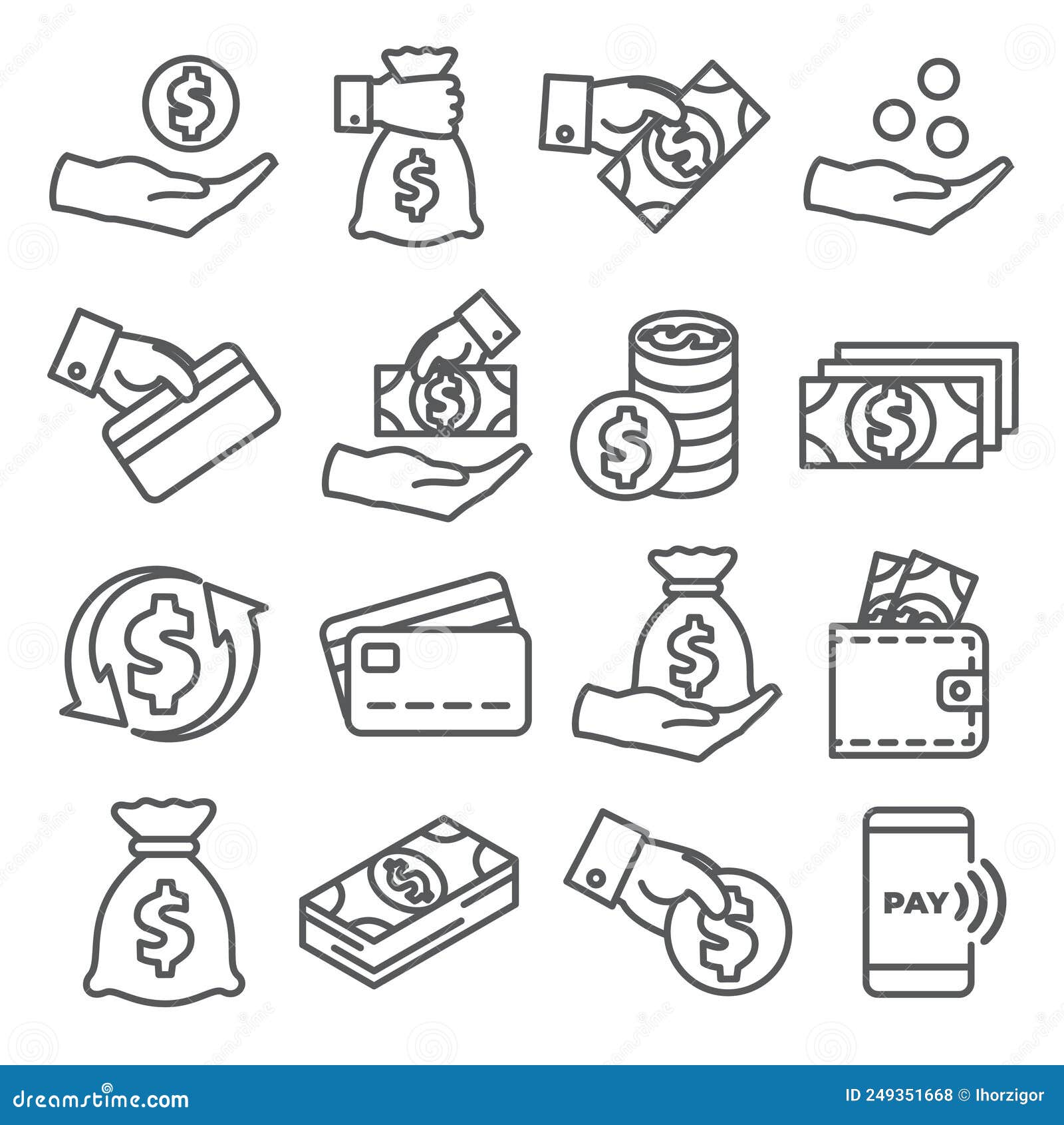 Payment Line Vector Icons And Signs. Remittance, Purchase, Tender ...