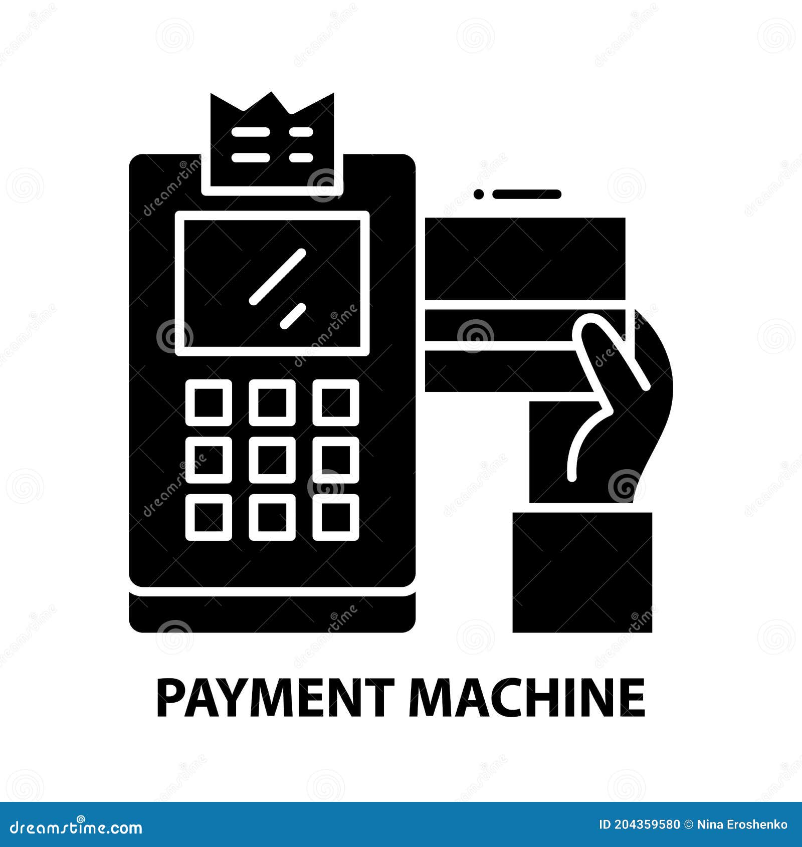 Payment Machine Icon, Black Vector Sign with Editable Strokes, Concept ...