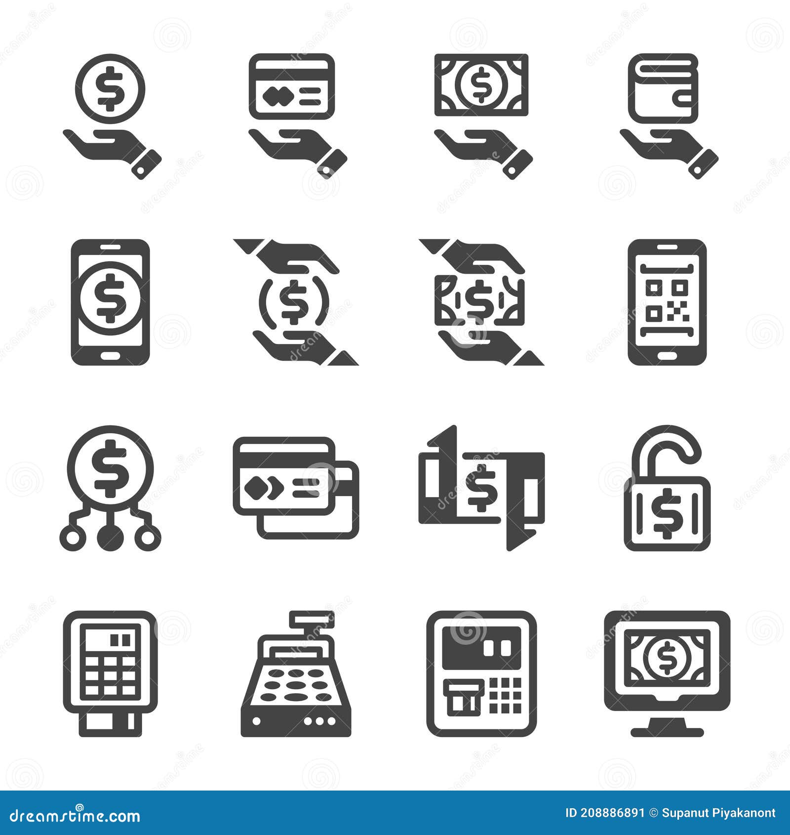 Payment method icon set stock vector. Illustration of transfer - 208886891