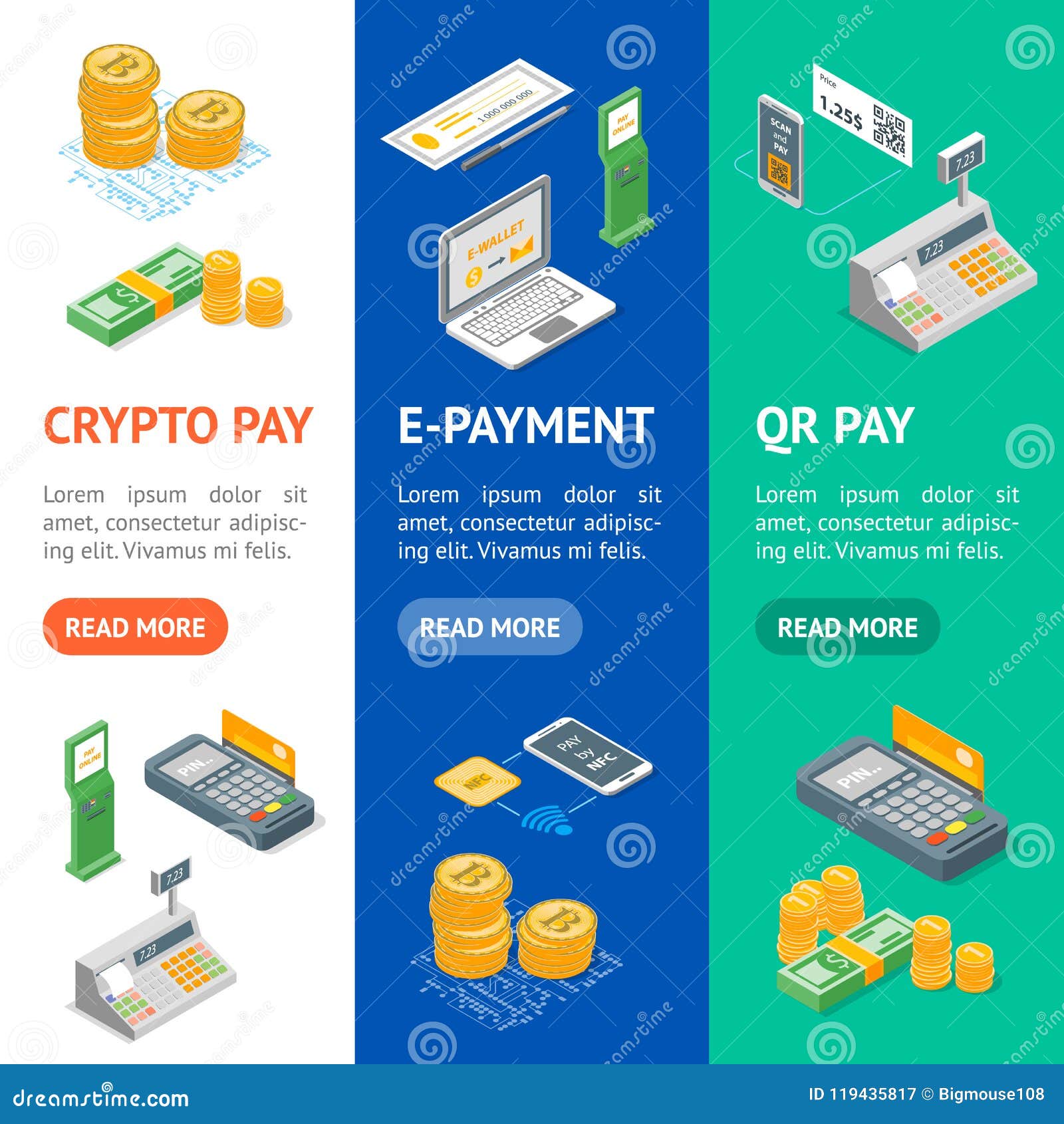 Payment Methods Banner Vecrtical Set Isometric View. Vector Stock ... Payment Methods Banner Vecrtical Set Isometric View. Vector Stock ...