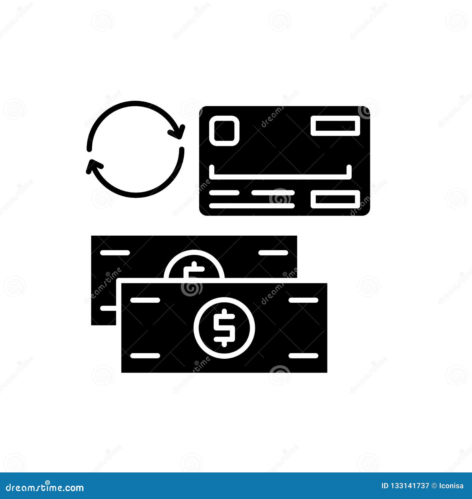 Payment Methods Black Icon, Vector Sign on Isolated Background. Payment ...