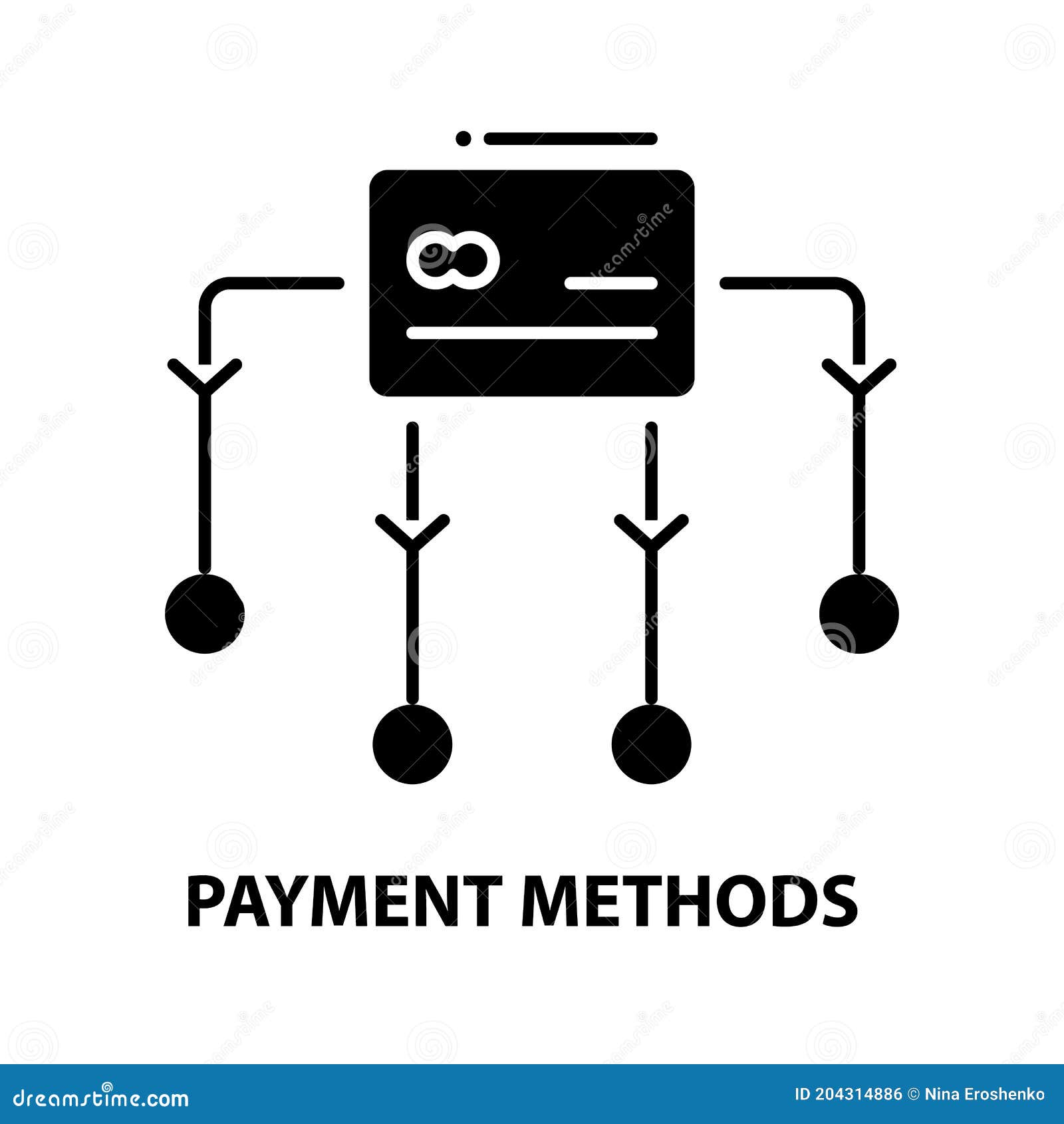 Payment Methods Icon, Black Vector Sign with Editable Strokes, Concept ...