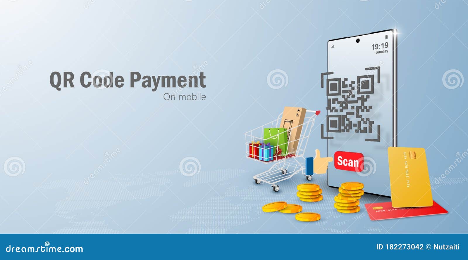 Payment on Mobile Comcept, QR Code Scanning on Mobile Making Payment ...