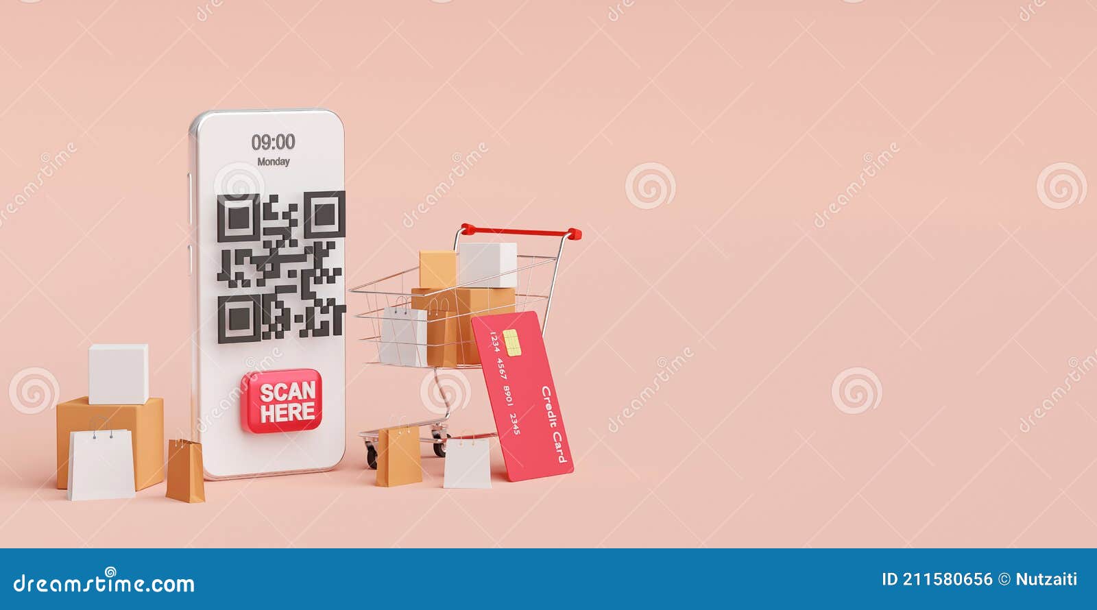 Payment on Mobile Concept, QR Code Scanning on Mobile Making Payment ...