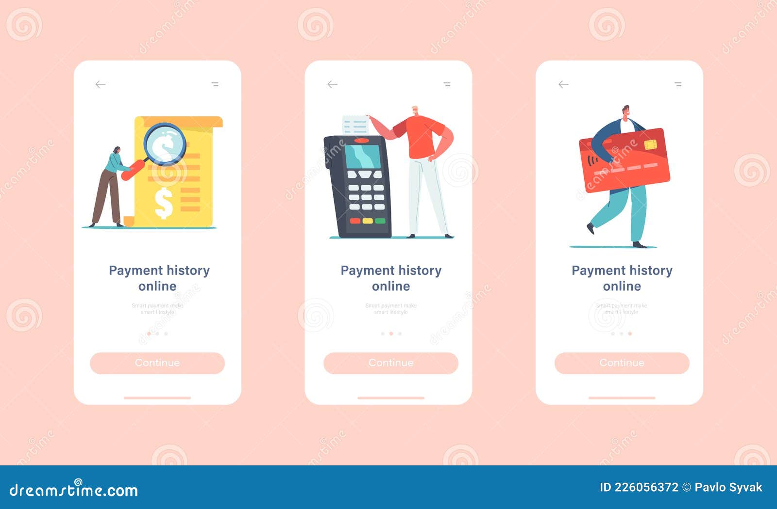 Payment Online History Mobile App Page Onboard Screen Template. Tiny ...