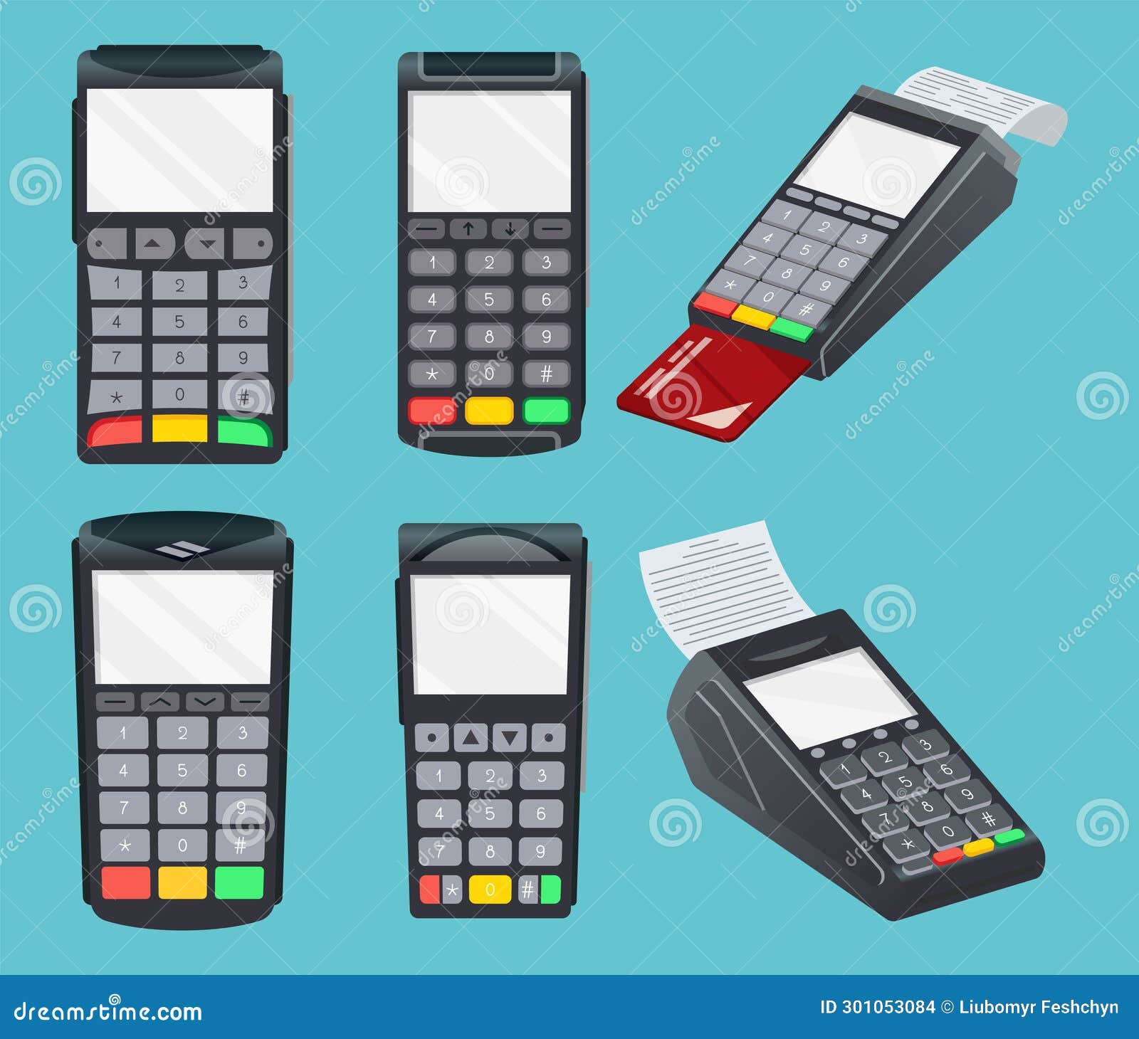 Payment Pos Terminal Set. NFC Payment Machine Concept. Bank Payment ...