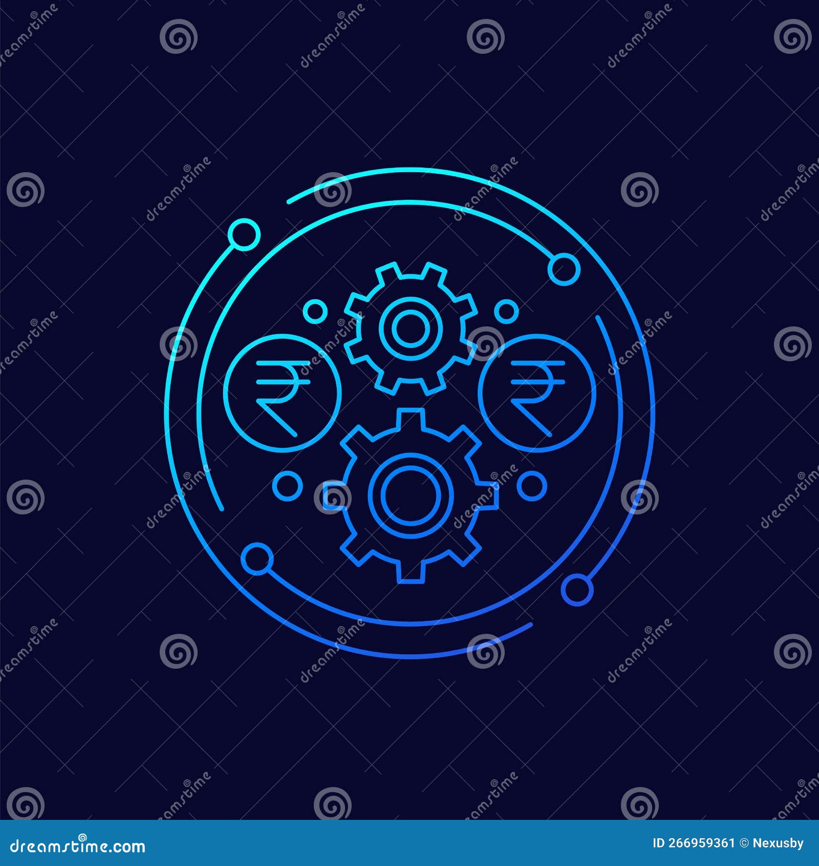 Payment Processing Icon with Rupee, Line Design Stock Vector ...