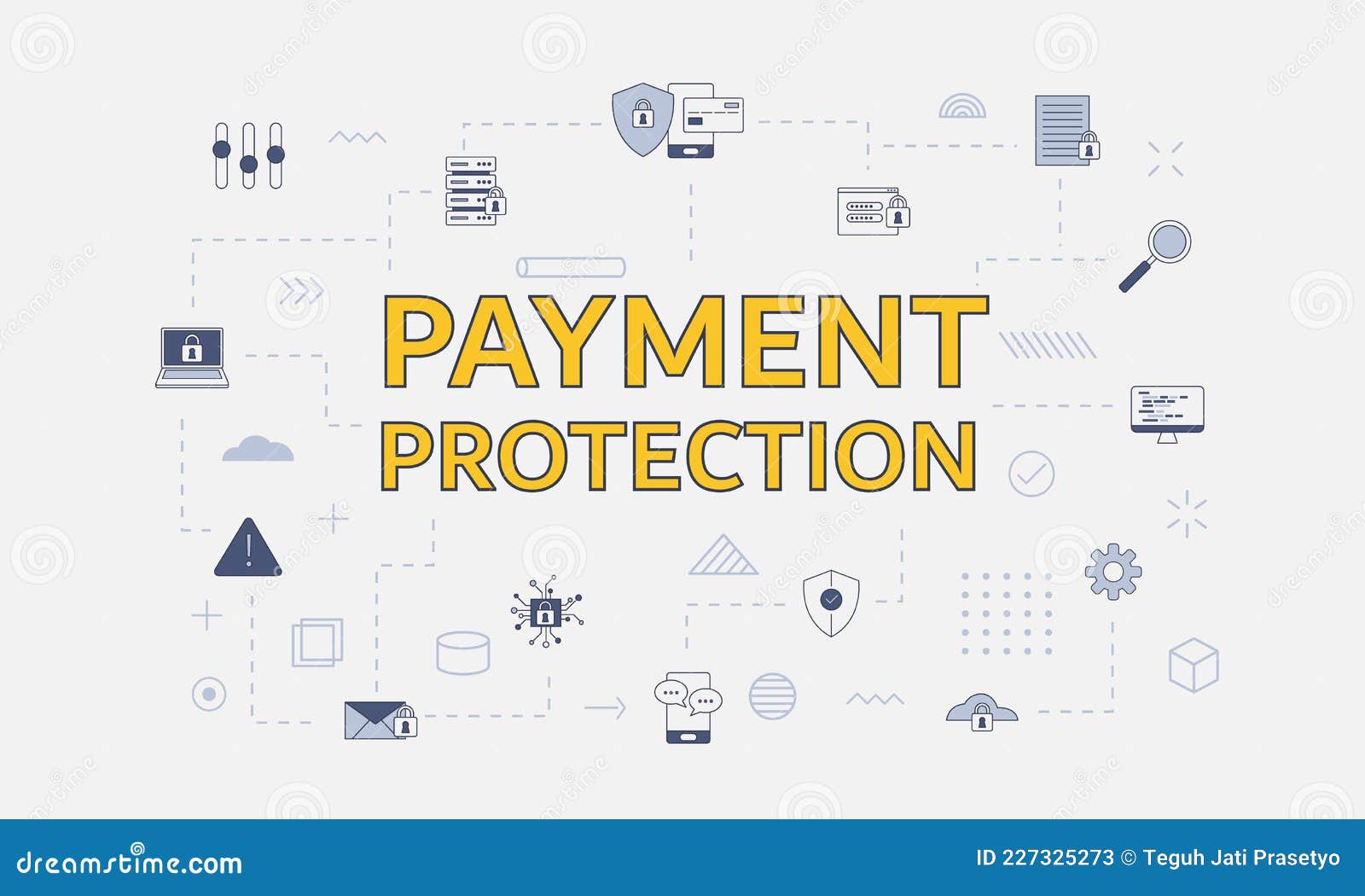 Payment Protection Concept with Icon Set with Big Word or Text on ...
