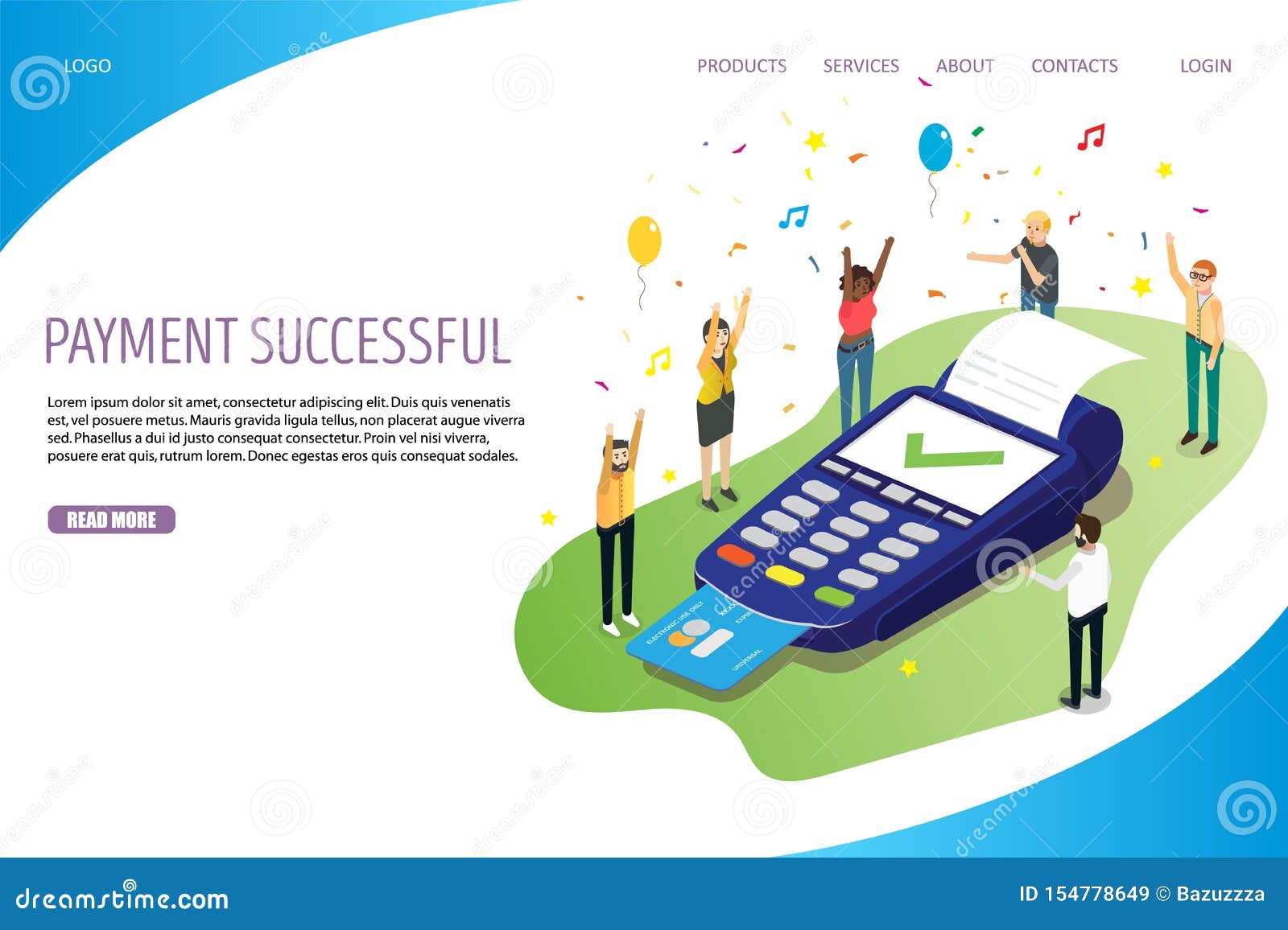 Payment Successful Vector Website Landing Page Design Template Stock ...