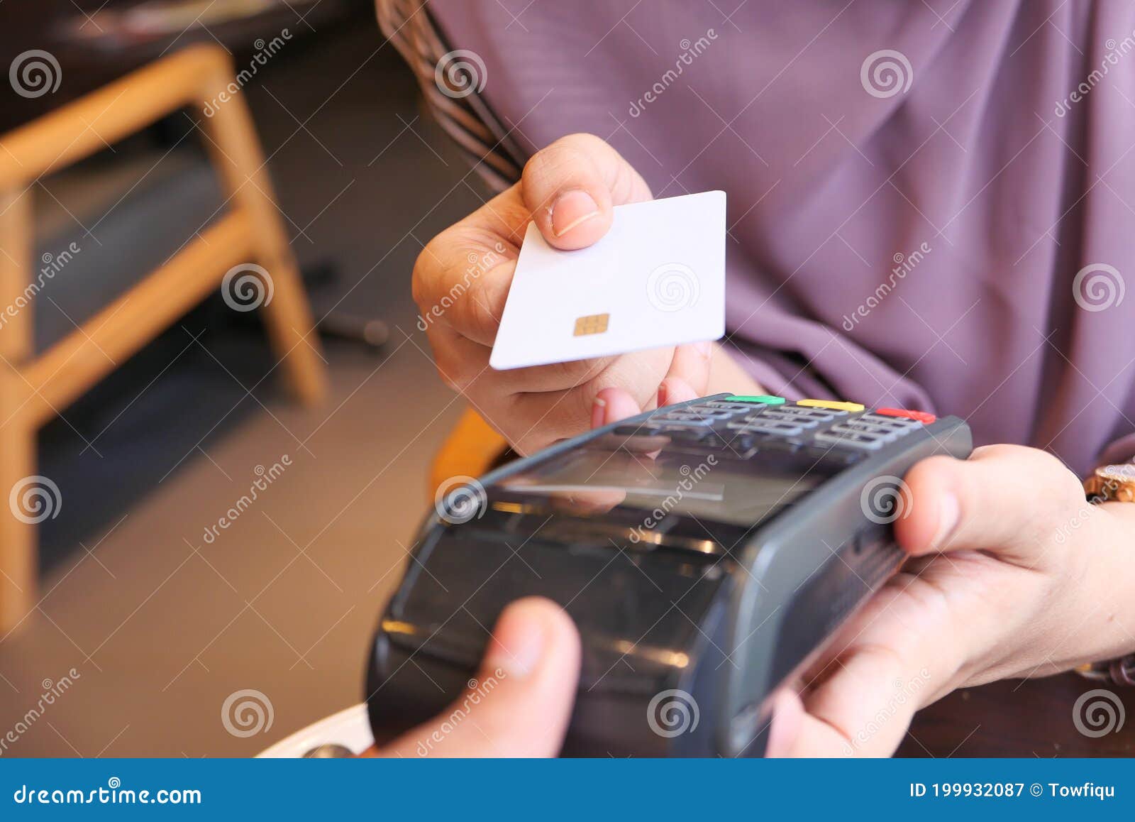 Payment Terminal Charging from a Card, Contactless Payment. Stock Image ...