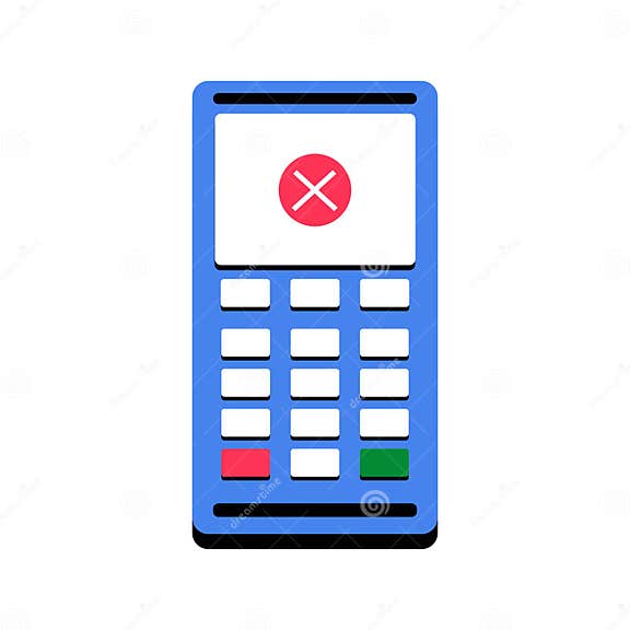 Payment Terminal with Error Message in Flat Vector Illustration ...