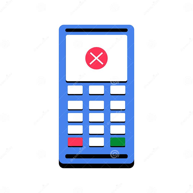 Payment Terminal with Error Message in Flat Vector Illustration ...