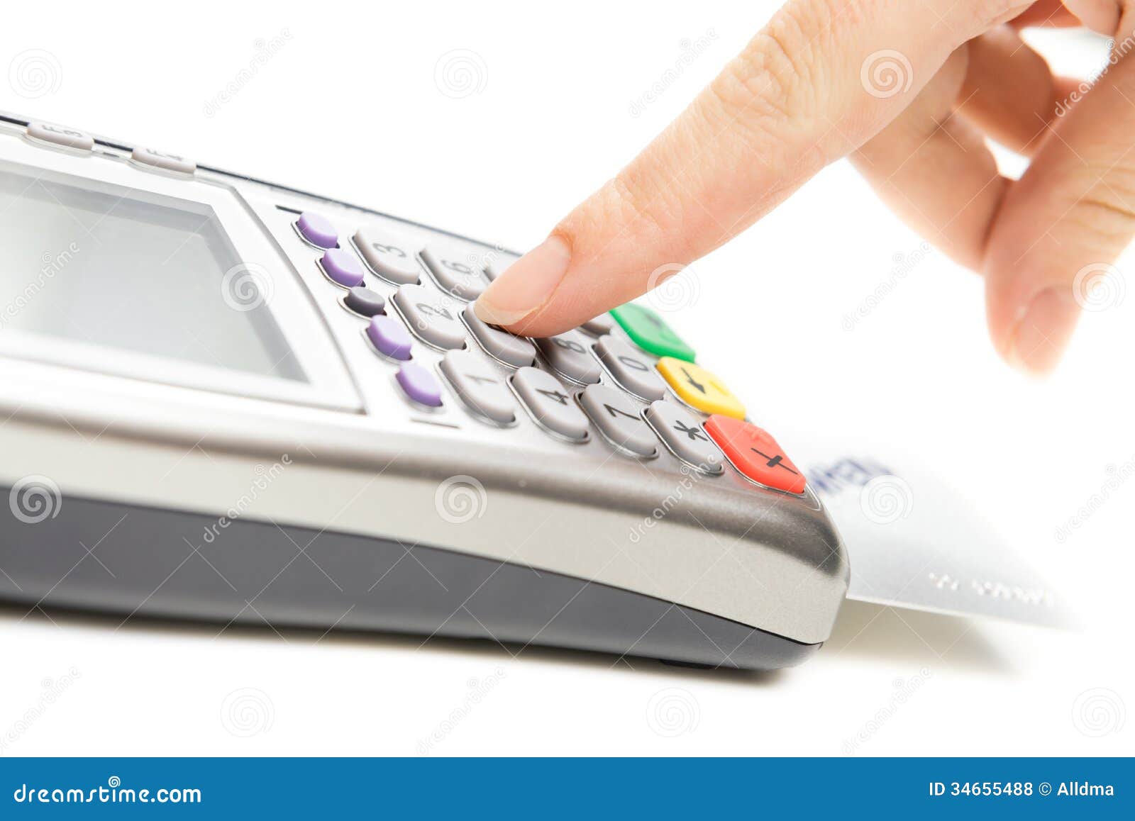 Payment Terminal - a Finger Entering the PIN Code Stock Photo - Image ...