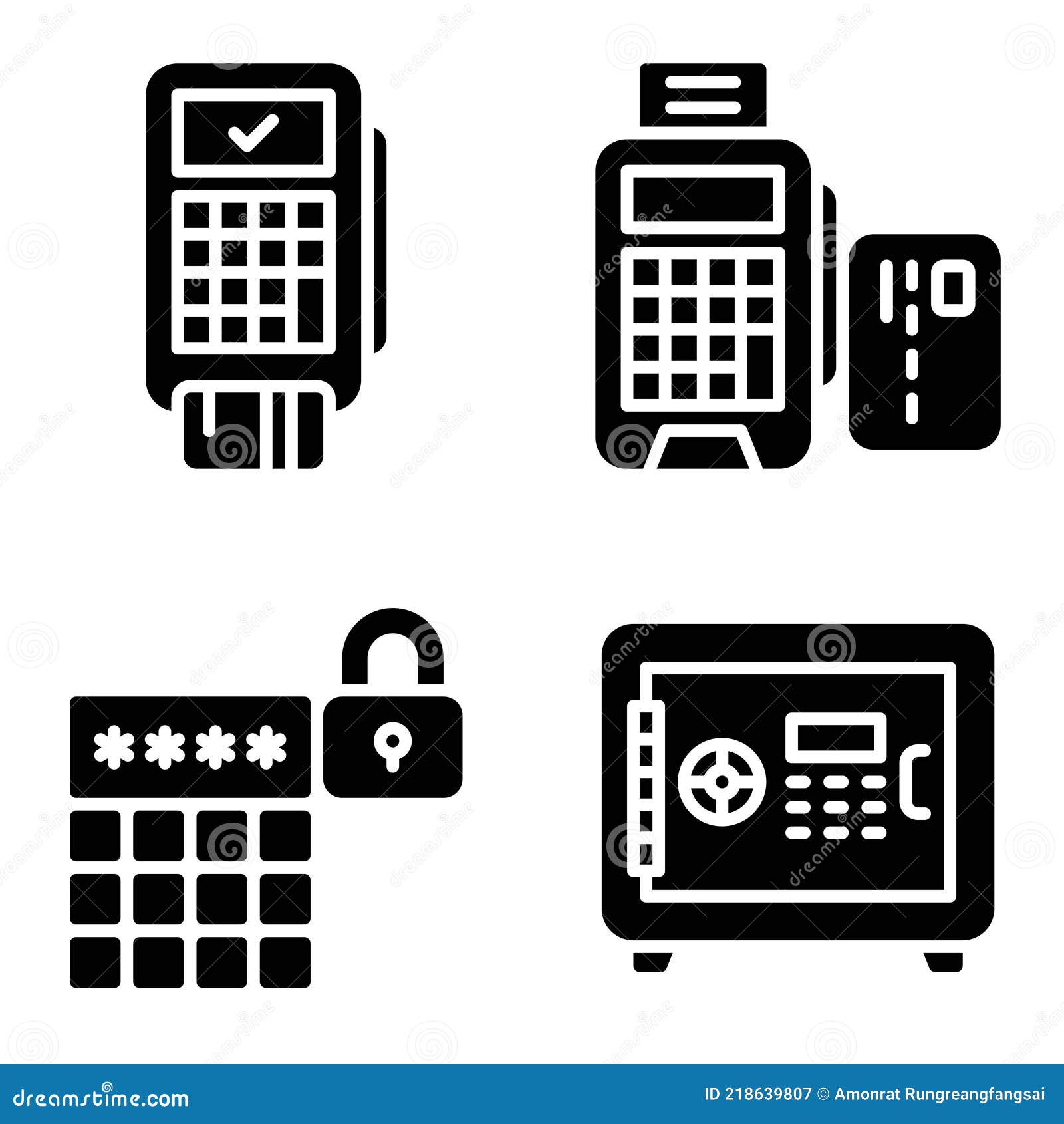 Payment Terminal Icon Set Payment Related Vector Stock Vector ...