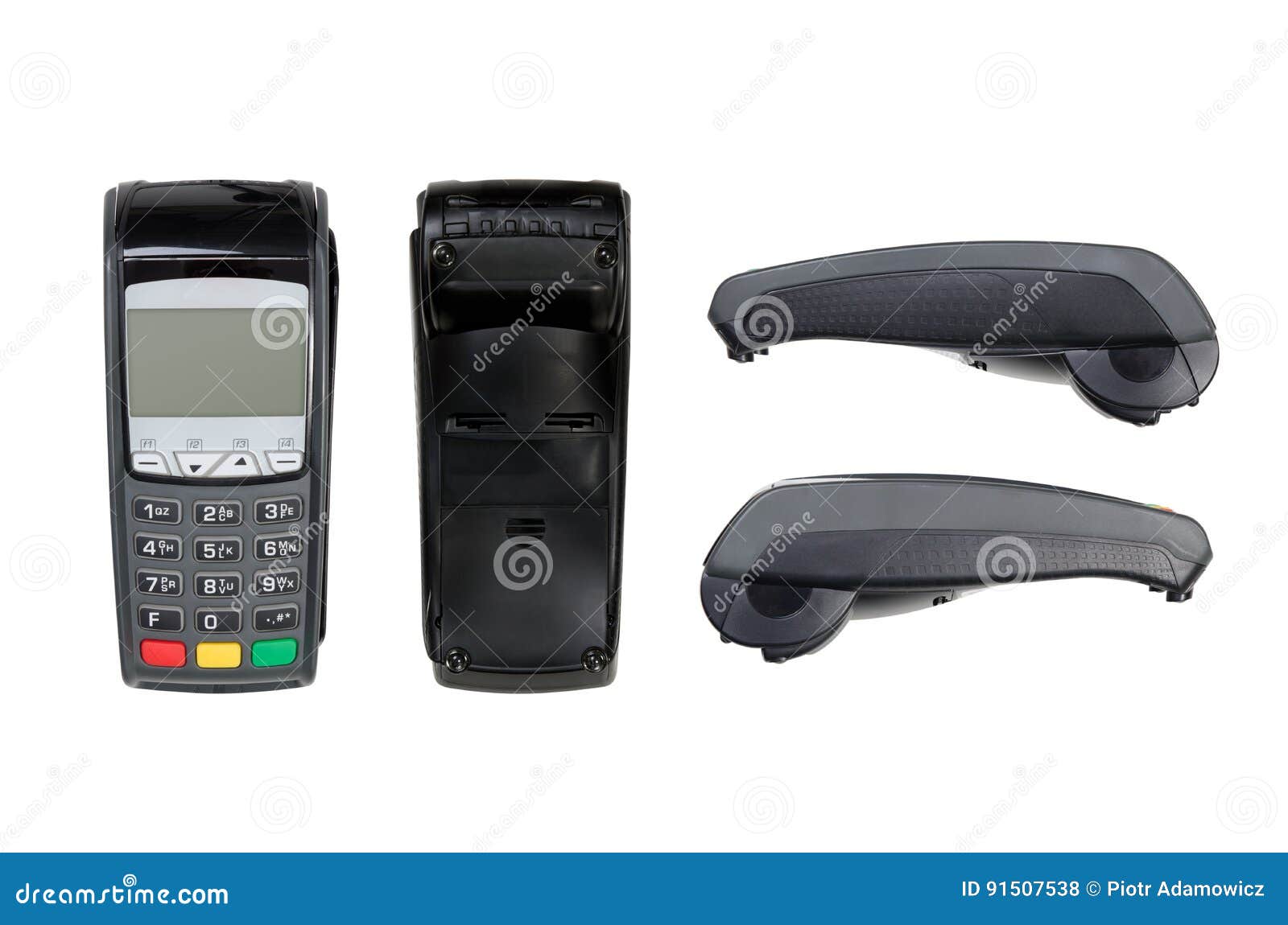 Payment Terminal Isolated on White. Top, Bottom, Sides, Texture Stock ...