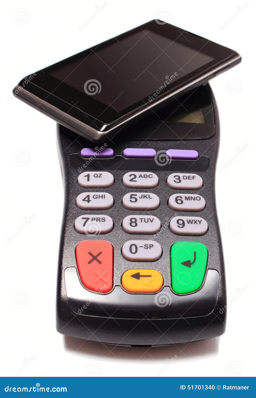 Payment Terminal and Mobile Phone with NFC Technology Stock Photo ...