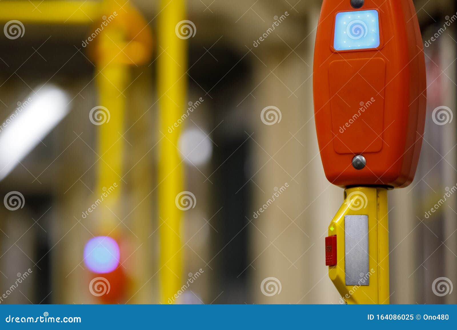 Payment Terminal in Transport. Modern Touch Payment Terminal in Bus and ...