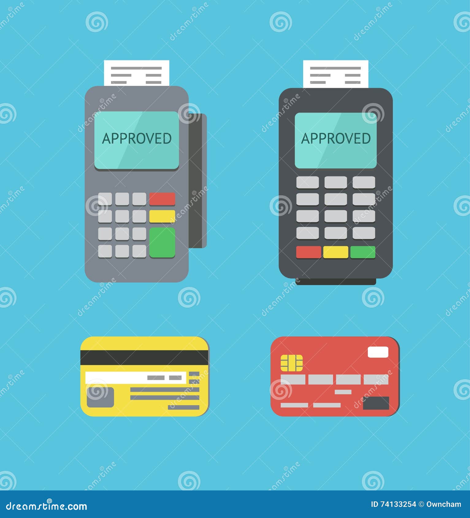 Payment Terminals With Tick Check Marks On Screen Vector Illustration ...