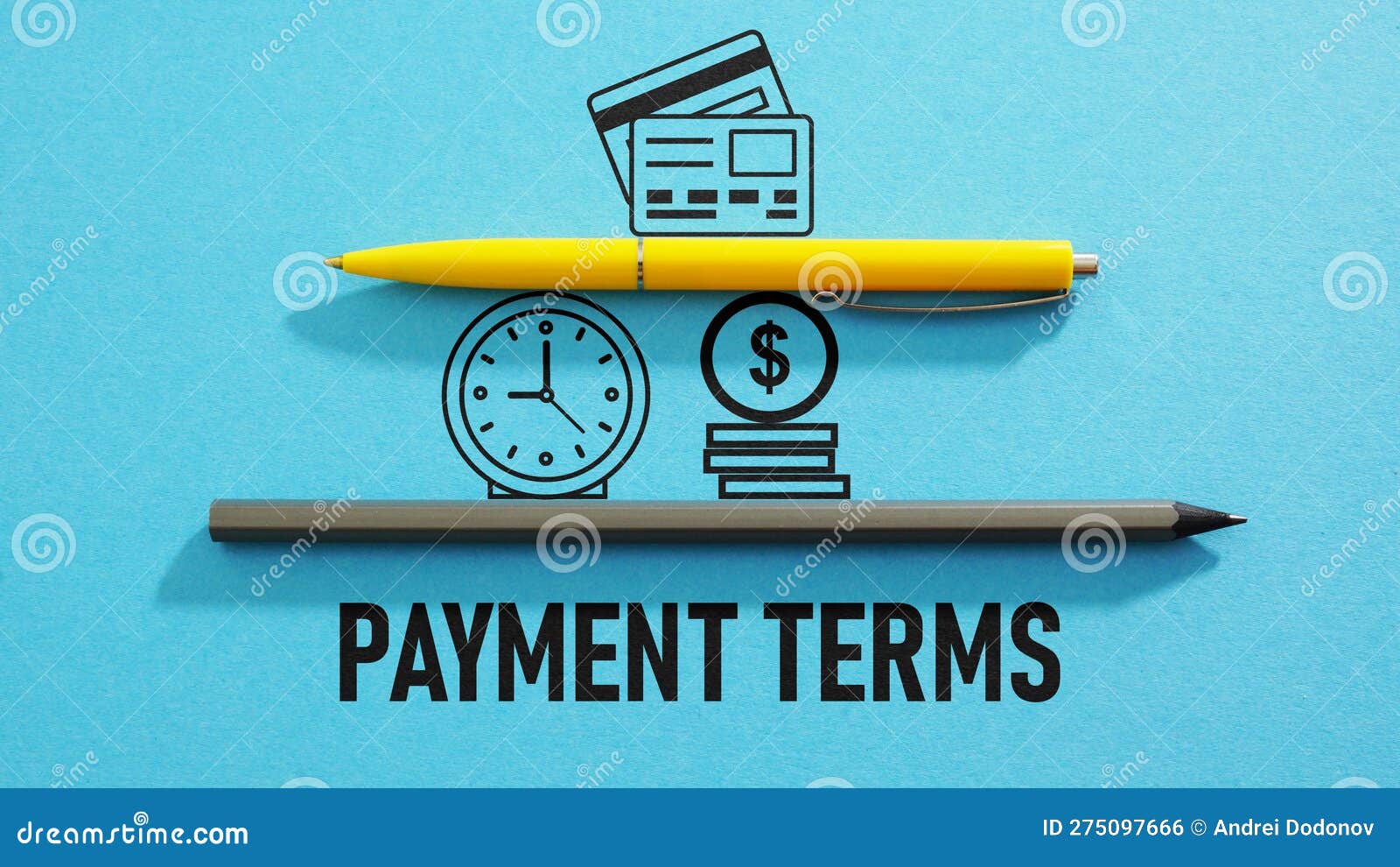 Payment Terms is Shown Using the Text and Pictures of Clock Money and ...