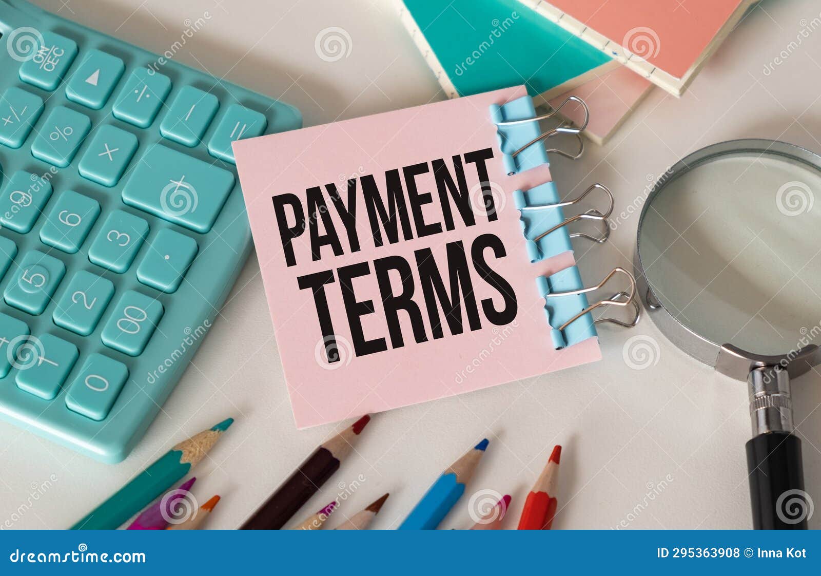 Payment Terms Text on Yellow Sticky with Pen on the White Background ...