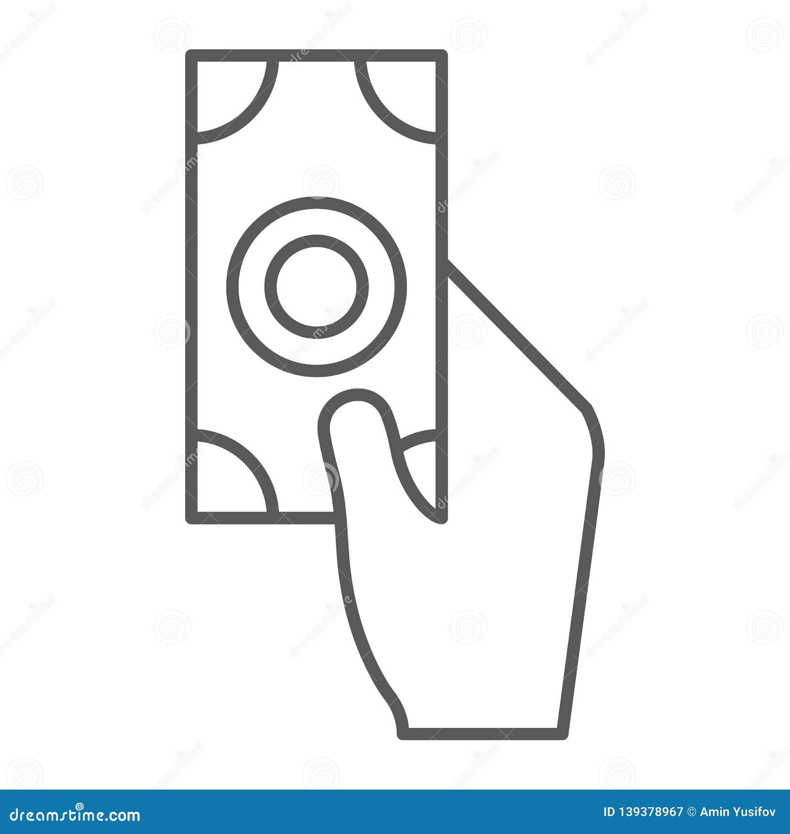 Payment Thin Line Icon, Finance and Pay, Hand and Money Sign, Vector ...