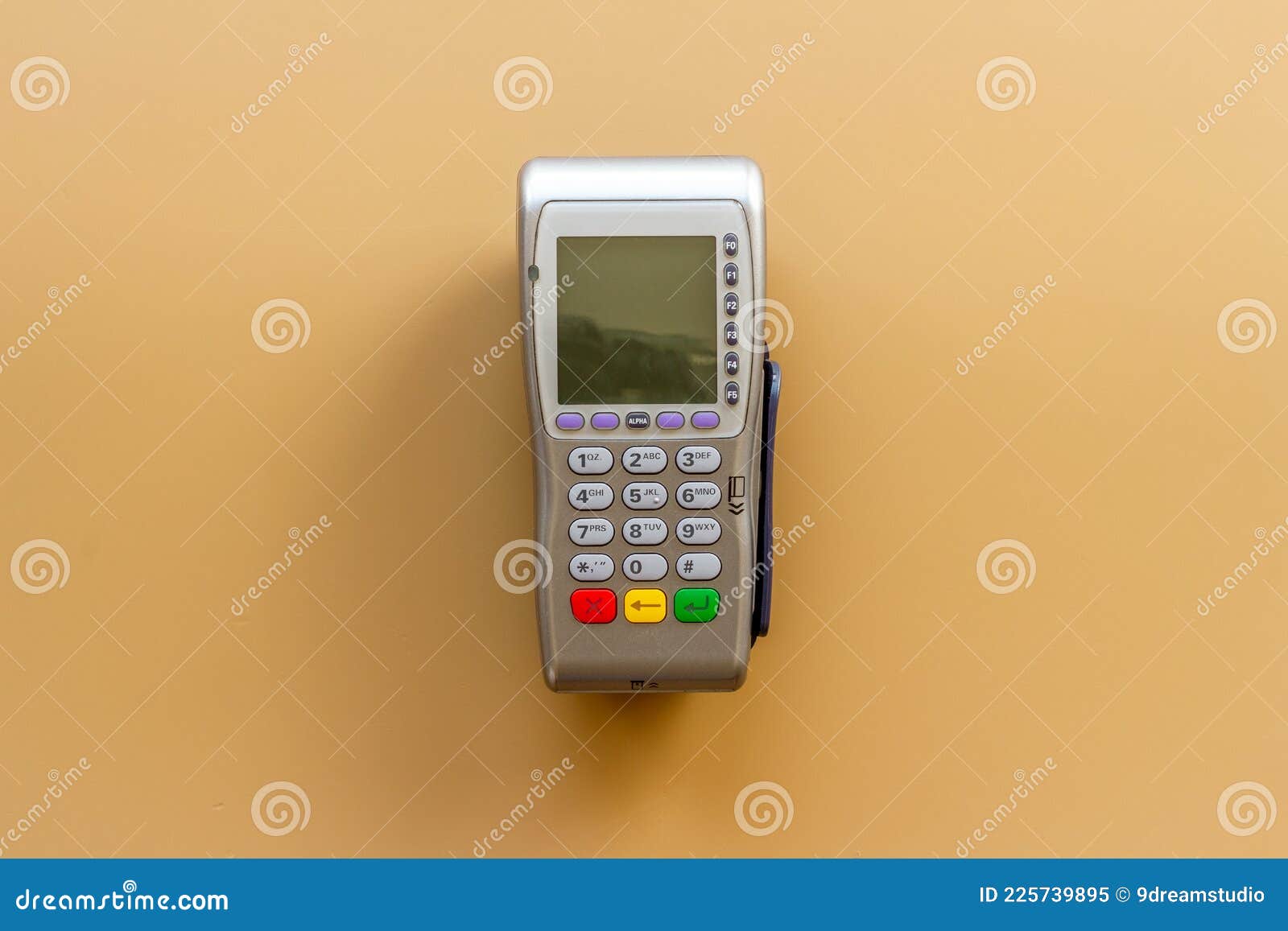 Payment Transactions with Pos Credit Card Terminal, Top View Stock ...