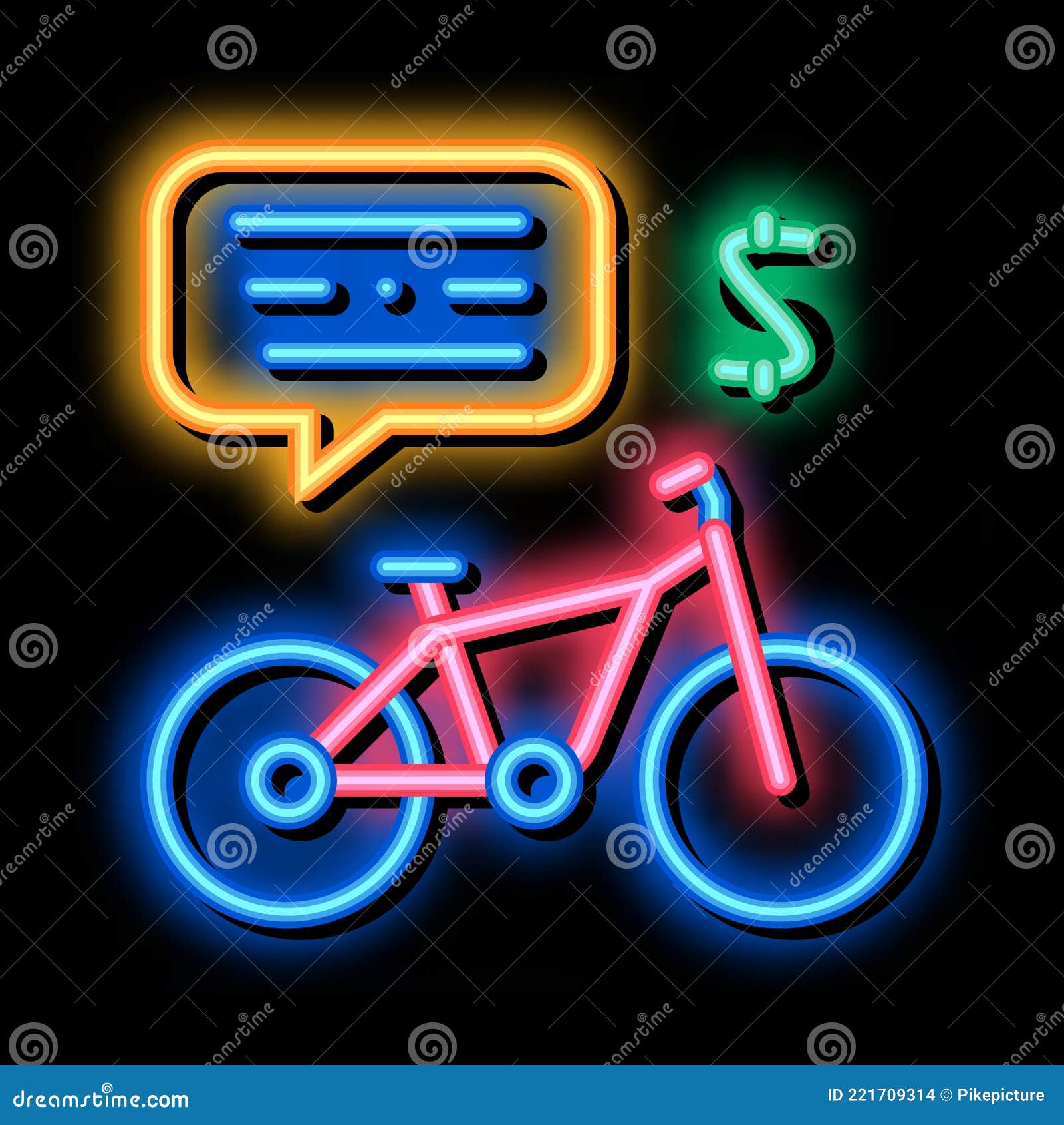 Payment For Using Bicycle Neon Glow Icon Illustration | CartoonDealer ...