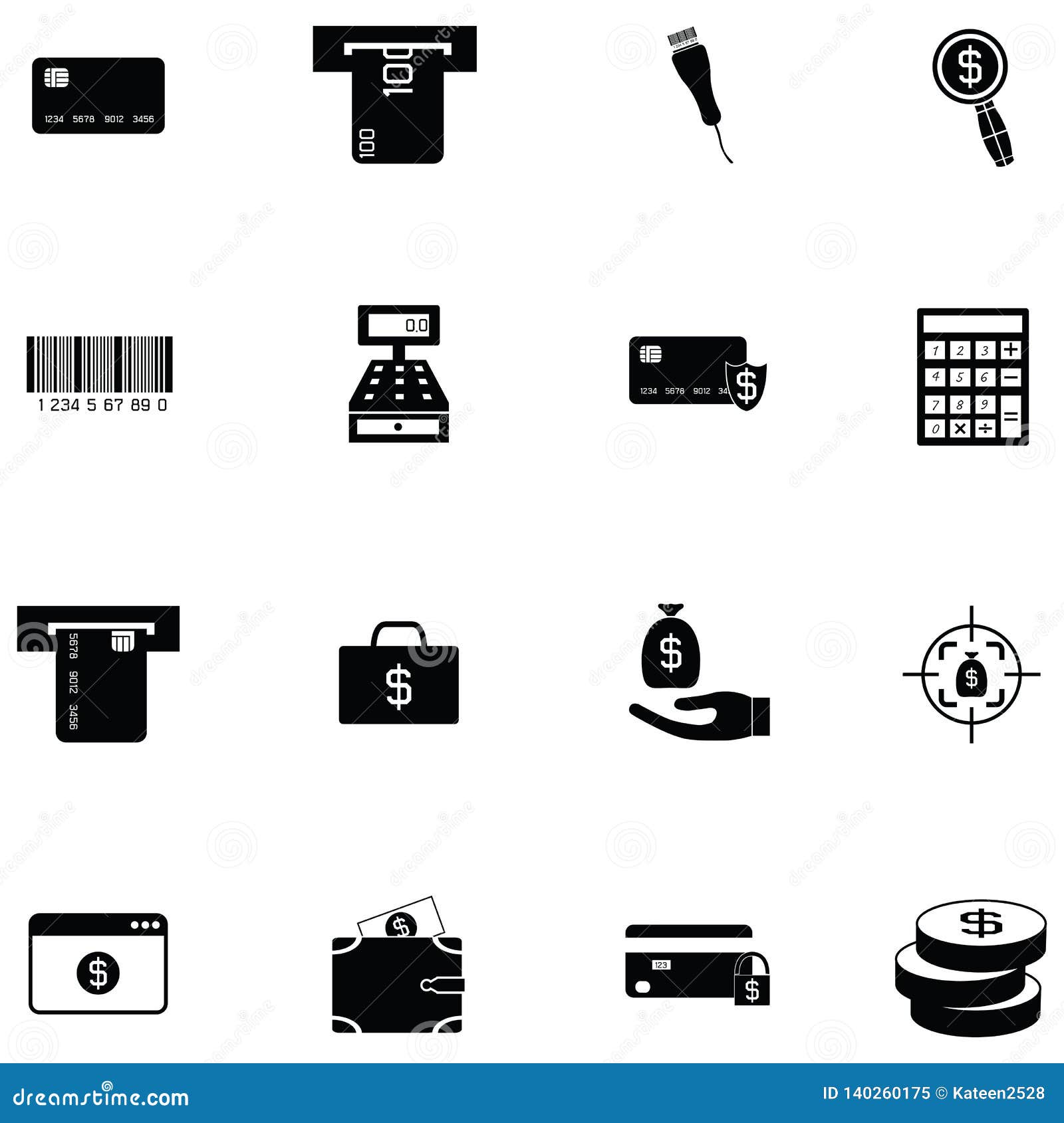 Payments icon set stock vector. Illustration of exchange - 140260175