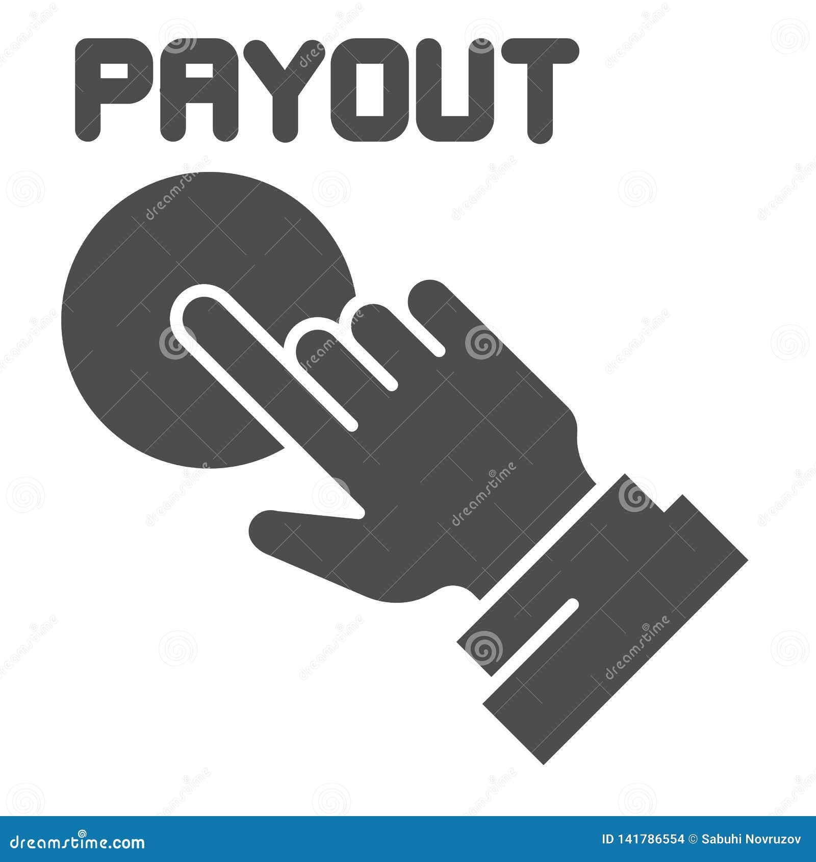 Payout Button Solid Icon. Hand and Pay Button Vector Illustration ...