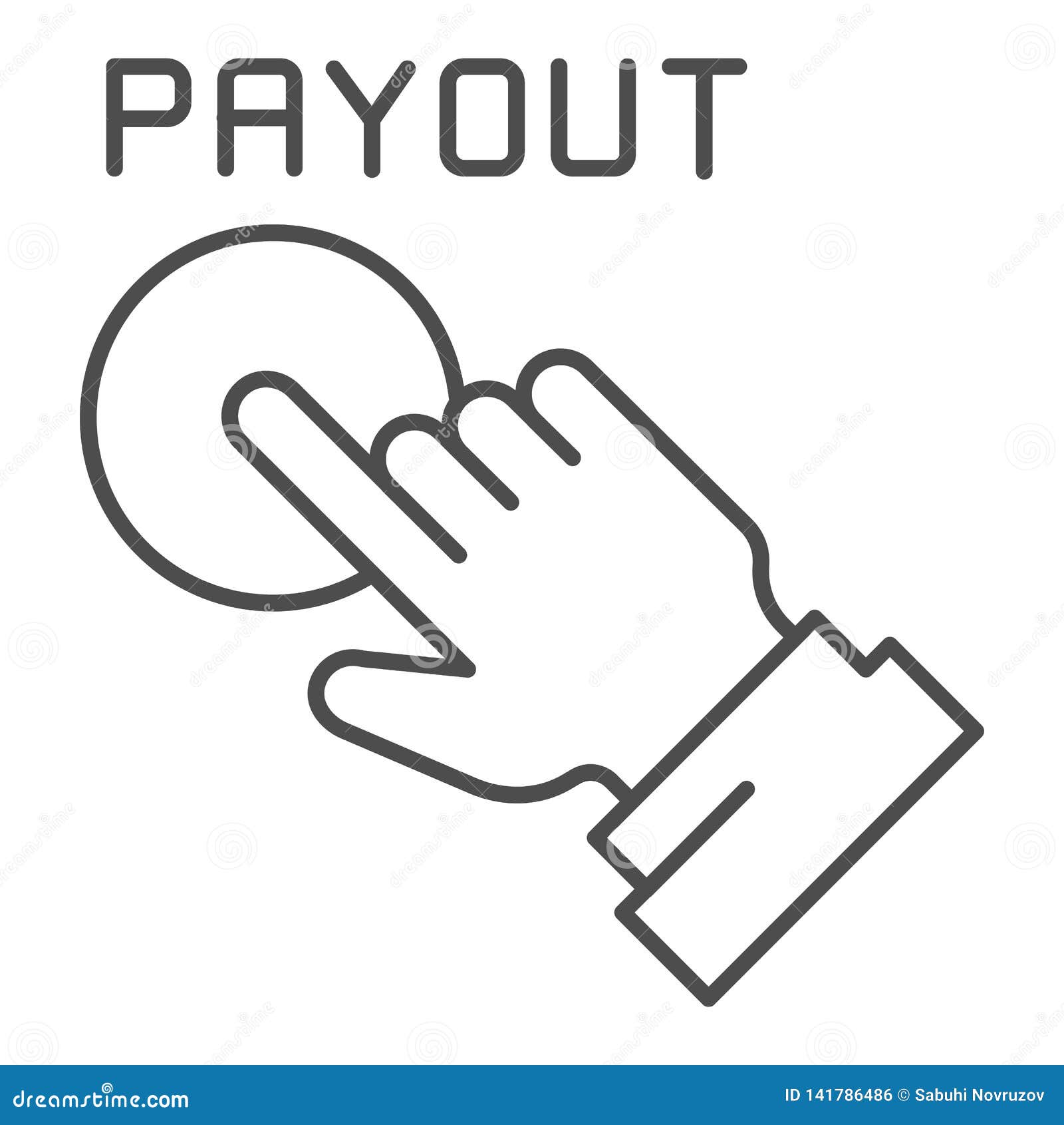 Payout Button Thin Line Icon. Hand And Pay Button Vector Illustration ...