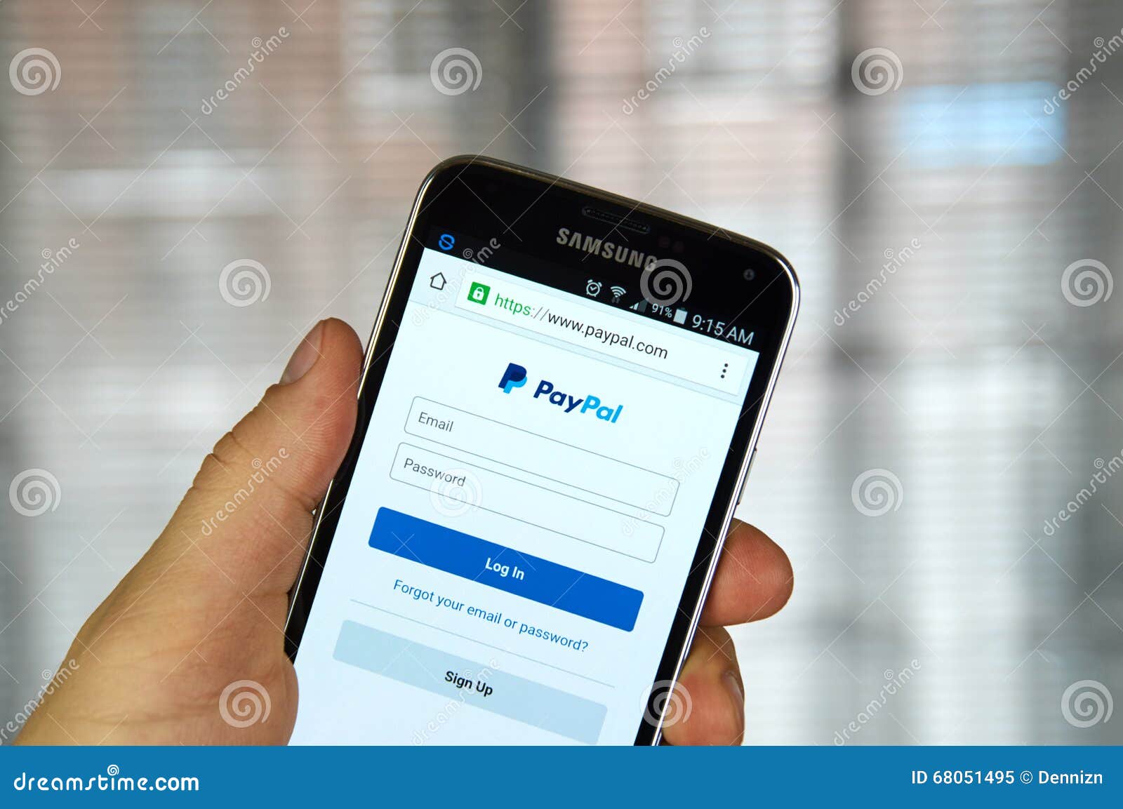 PayPal on a cell phone. editorial image. Image of device - 68051495