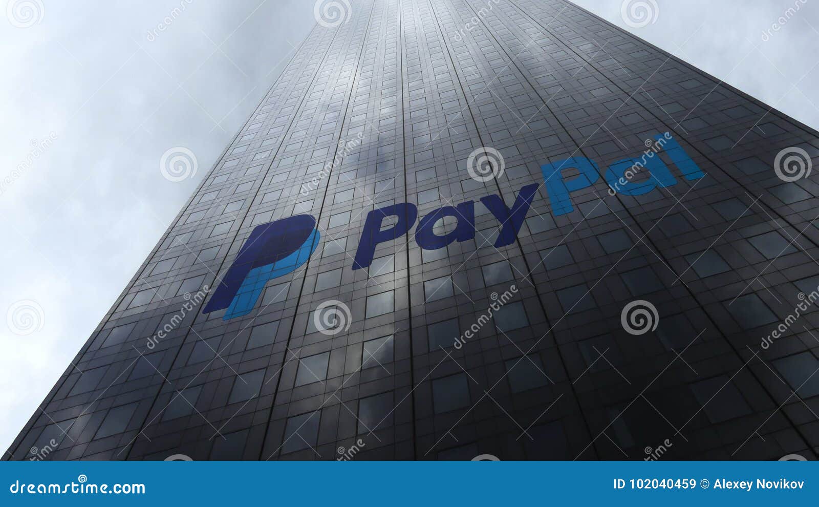 PayPal Logo on a Skyscraper Facade Reflecting Clouds. Editorial 3D ...
