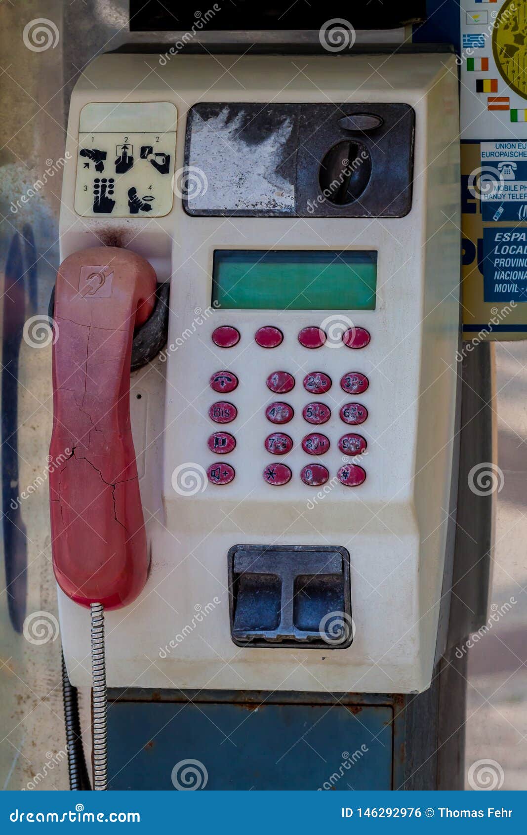 Payphone in Spain editorial photo. Image of interior - 146292976