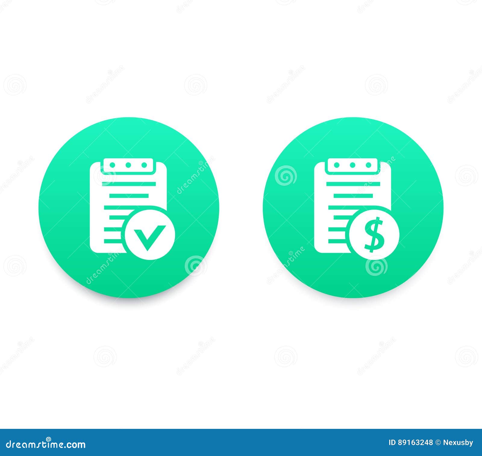 Payroll, Bill Icons, Green Over White Stock Vector - Illustration of ...