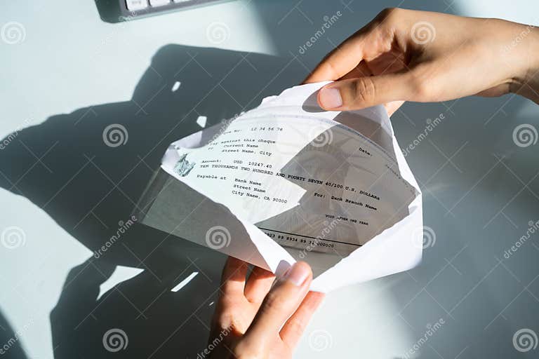 Payroll Cheque in Envelope stock image. Image of check - 218029489