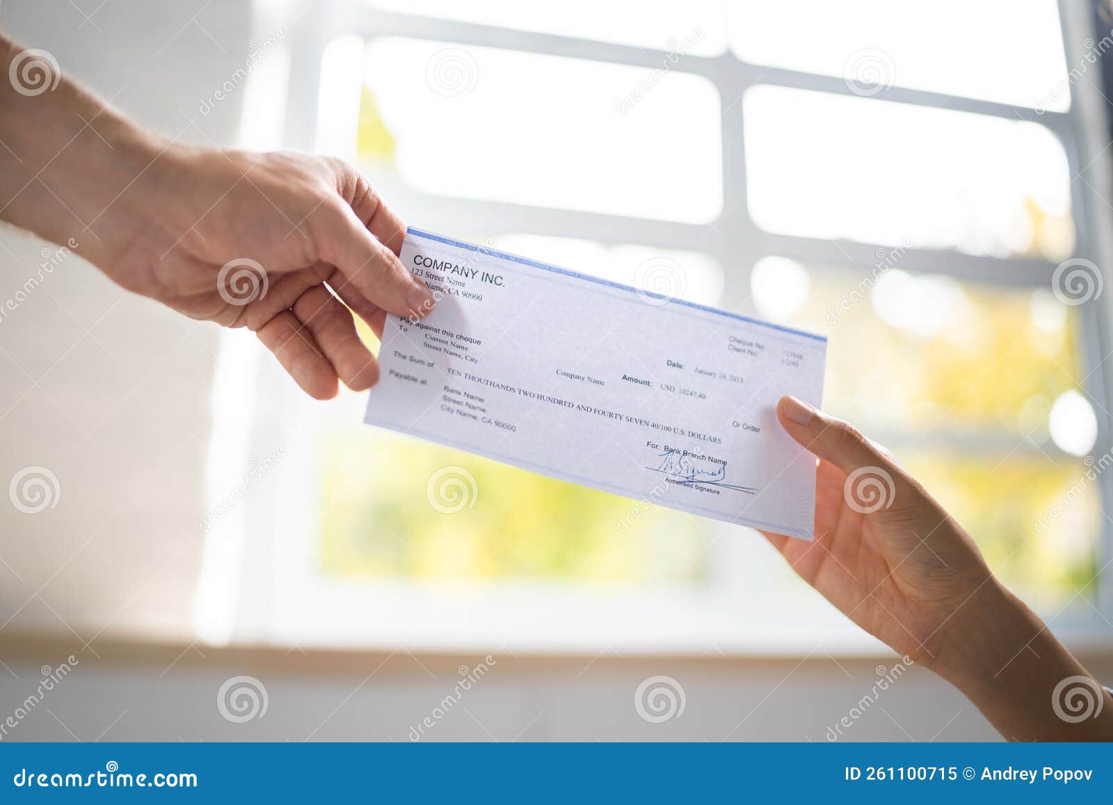 Payroll Cheque. Giving Paycheck Compensation Stock Image - Image of ...