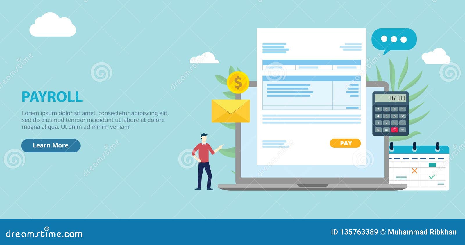 Payroll Employee Worker with Invoice Paper on the Front of Laptop with ...