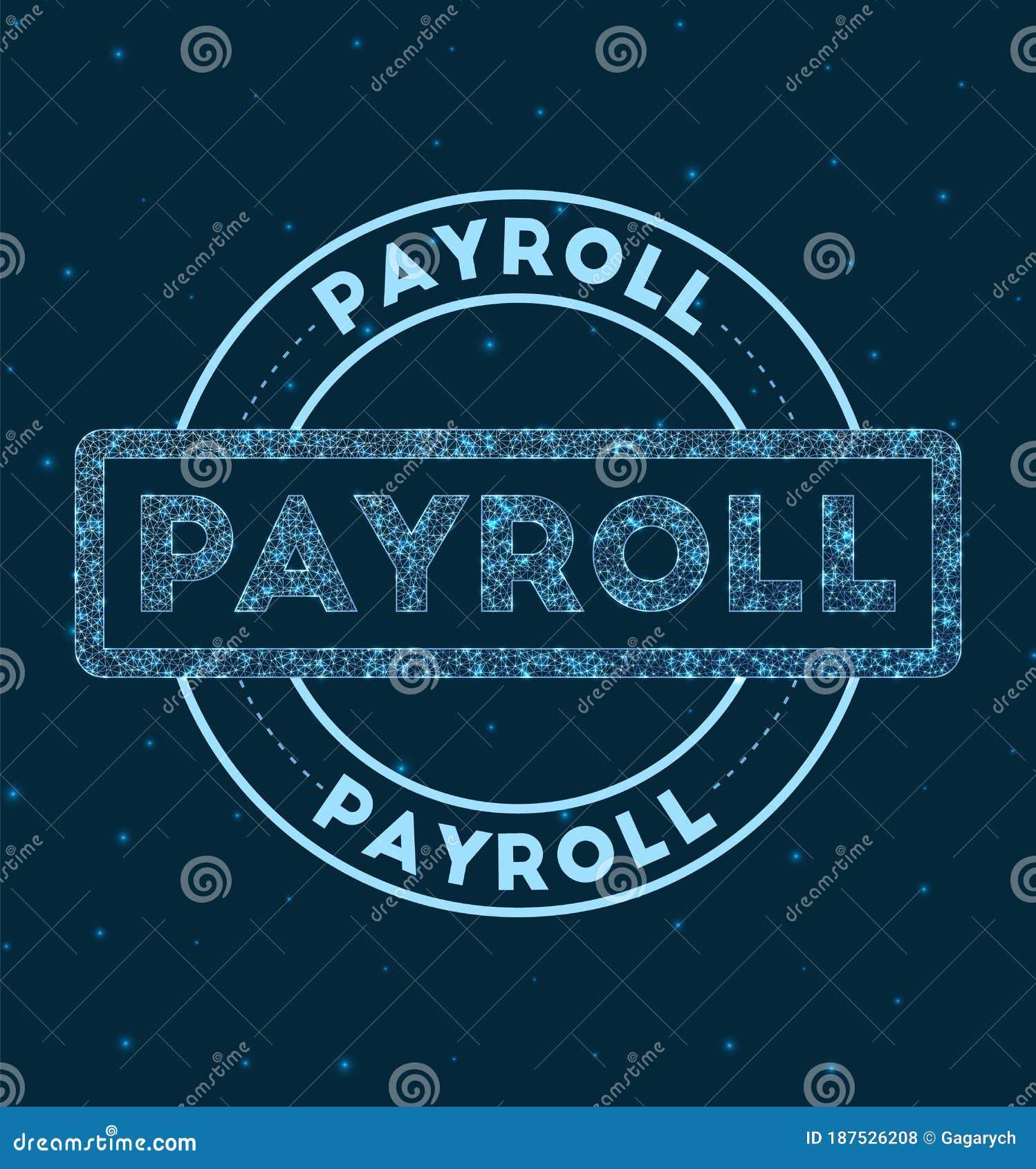 Payroll. Glowing Round Badge Stock Vector - Illustration of blue ...