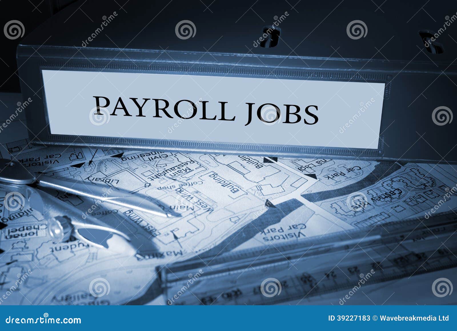 Payroll Jobs on Blue Business Binder Stock Image - Image of label ...