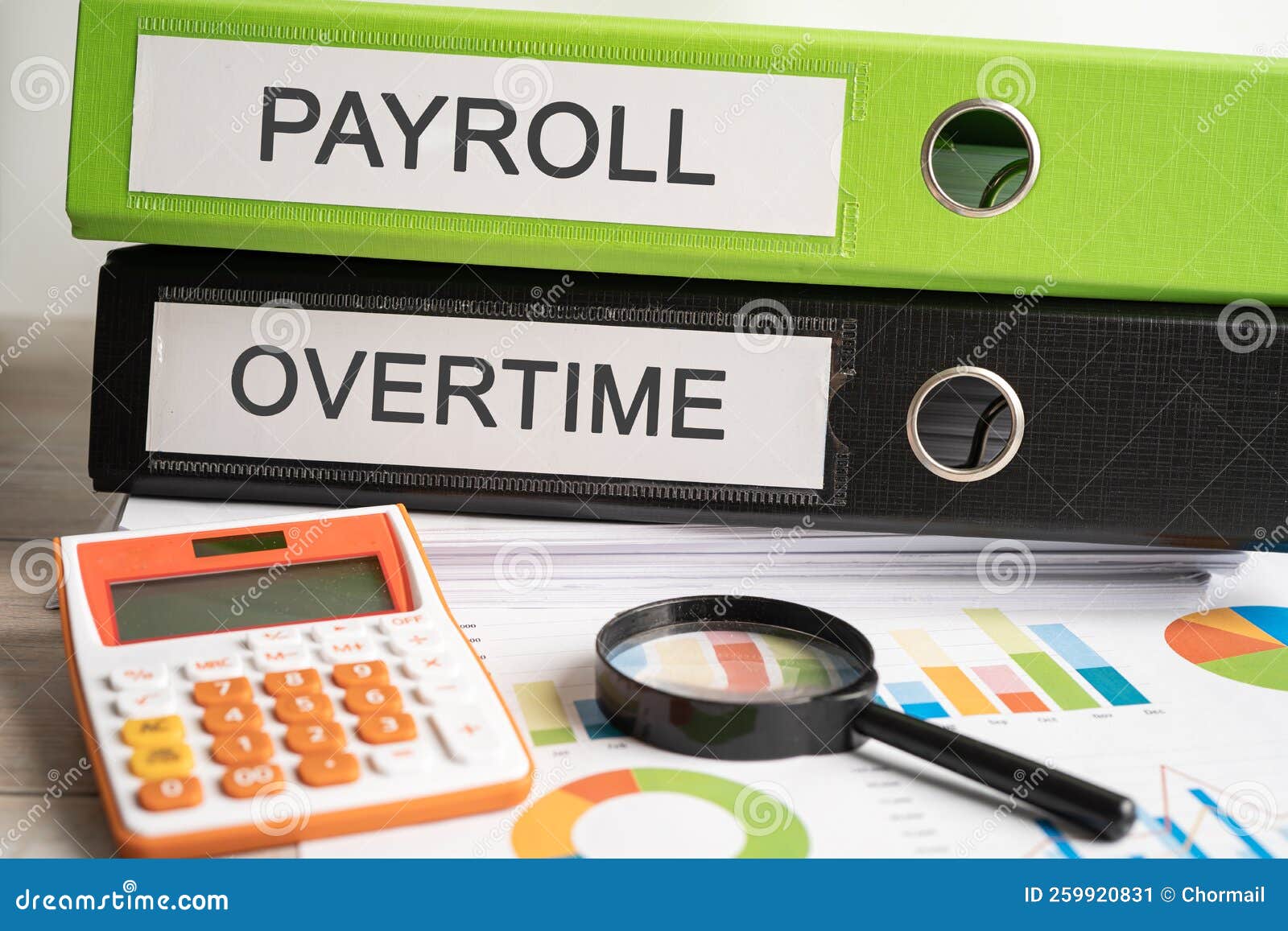 Payroll and Overtime. Binder Data Finance Report Business with Graph ...