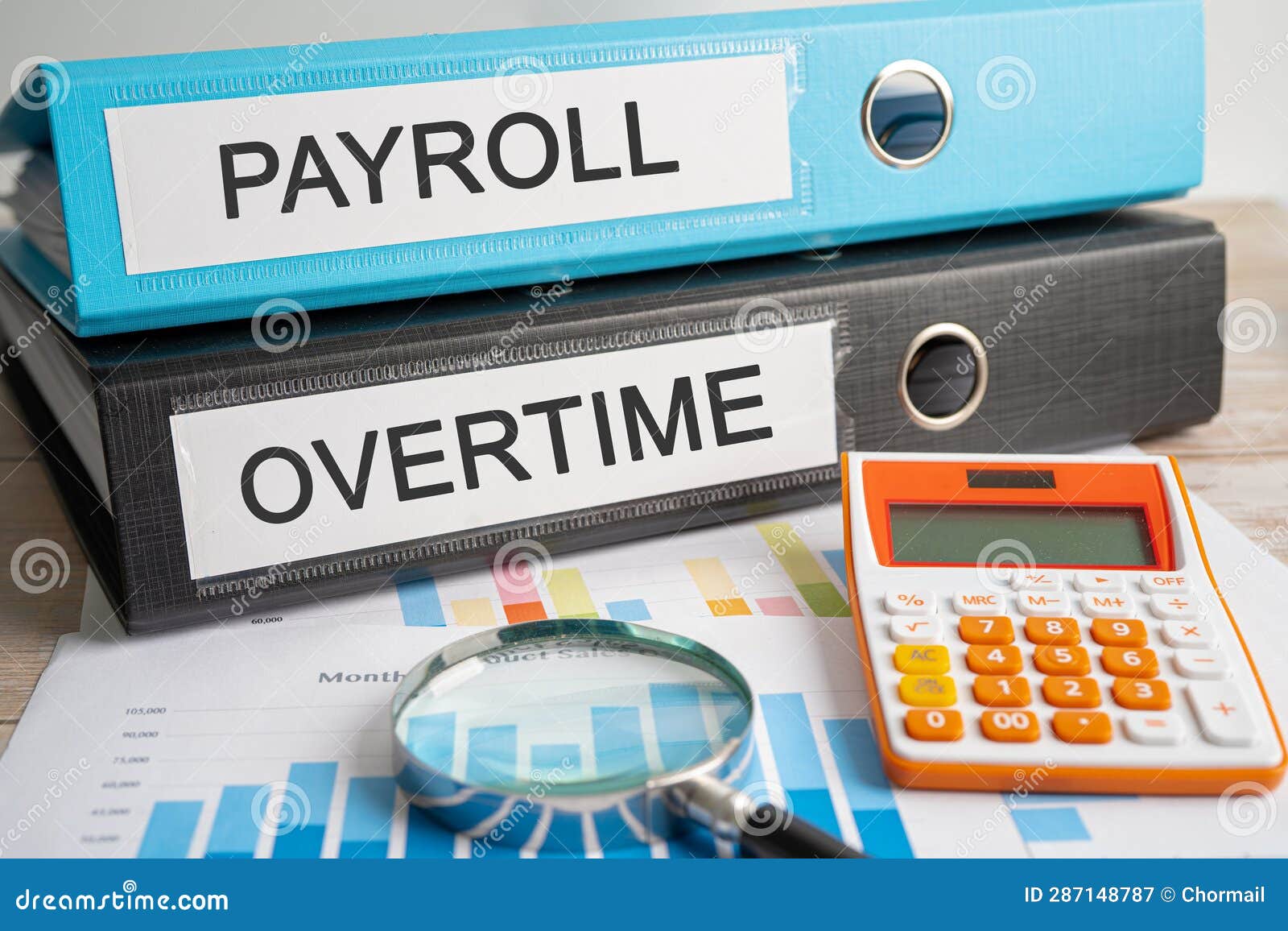 Payroll, Overtime. Binder Data Finance Report Business with Graph ...