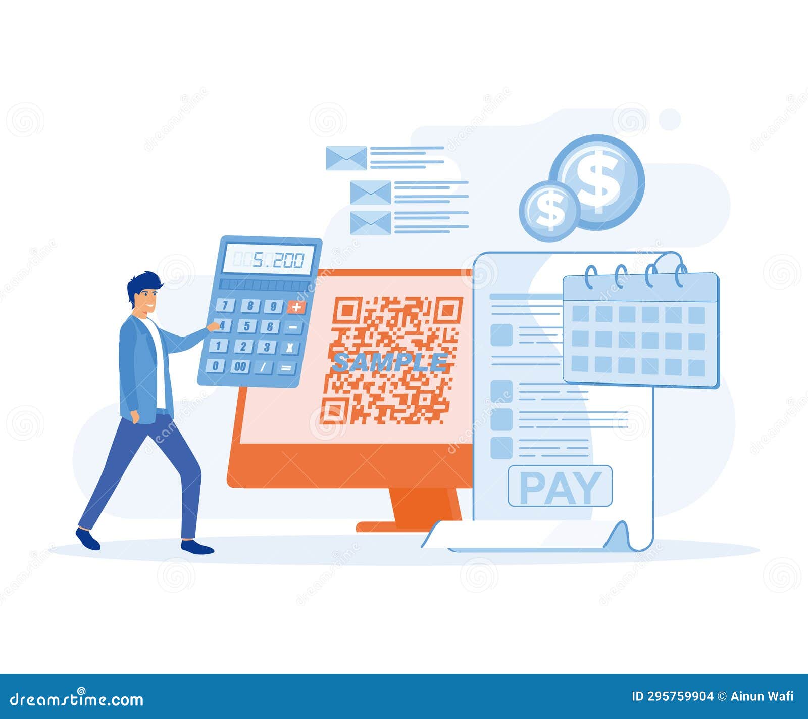 Payroll Payment Concept, Laptop and Invoice Wage Paper with Free Space ...