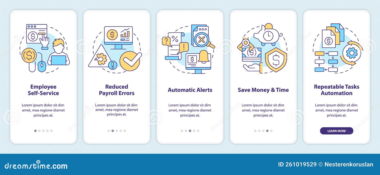 Payroll Processing Software Pros Onboarding Mobile App Screen Stock ...