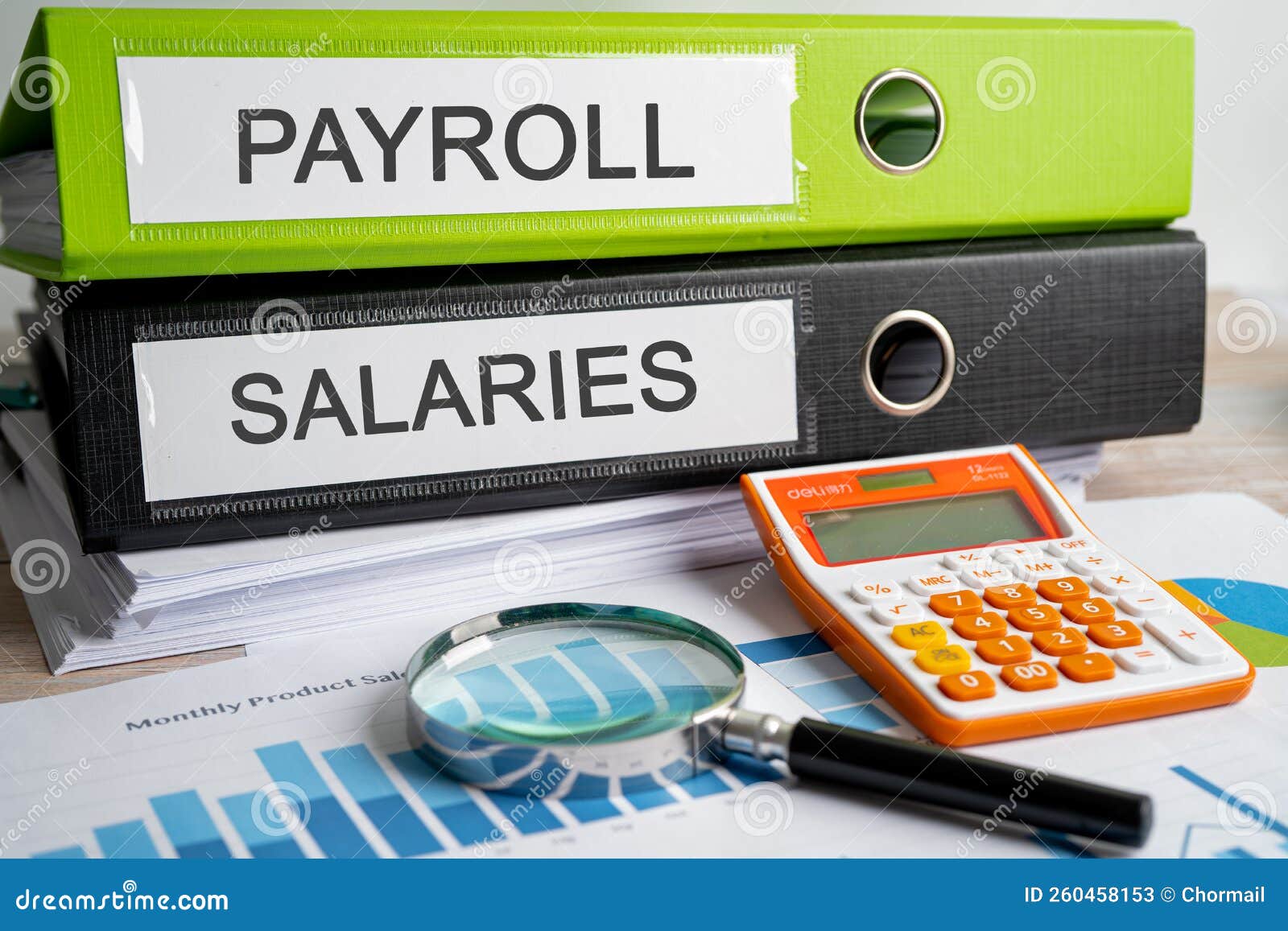 Payroll, Salaries. Binder Data Finance Report Business with Graph ...