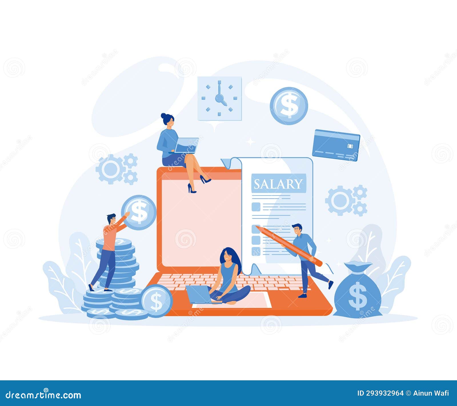 Payroll, Salary Payment with People Character Concept, Stock Vector ...