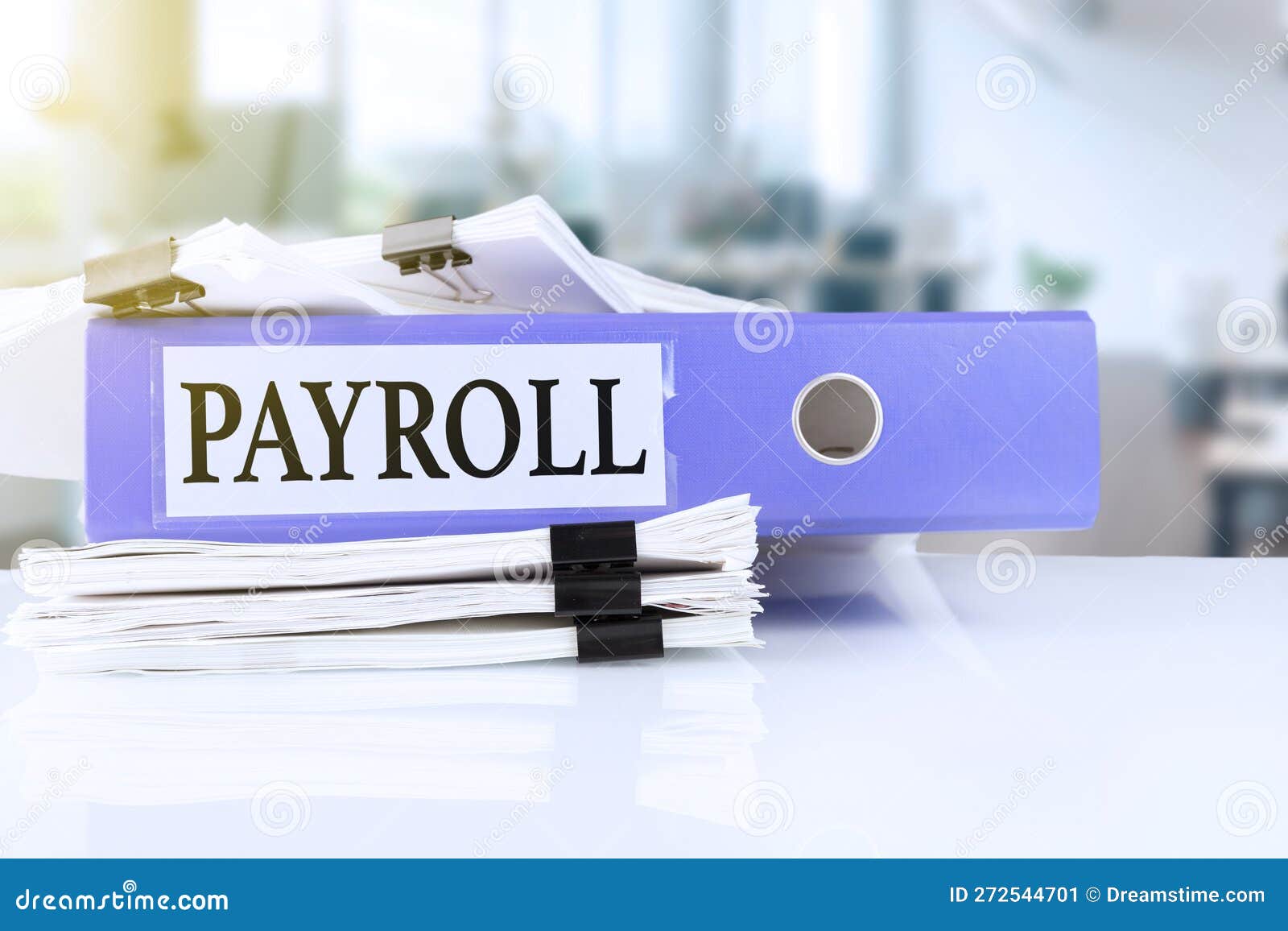 Payroll, the Term is Written on a Folder of Documents in Trendy Purple ...