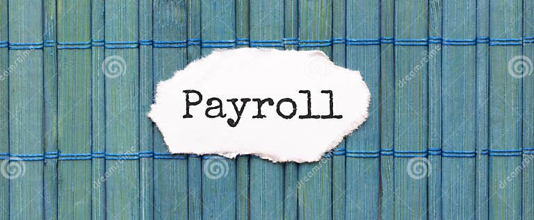 PAYROLL Text on the Piece of Paper on the Green Wood Background Stock ...