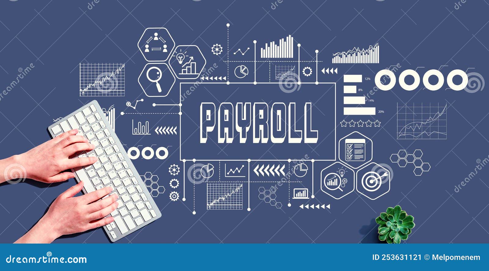 Payroll Theme with Person Using Pc Keyboard Stock Image - Image of ...